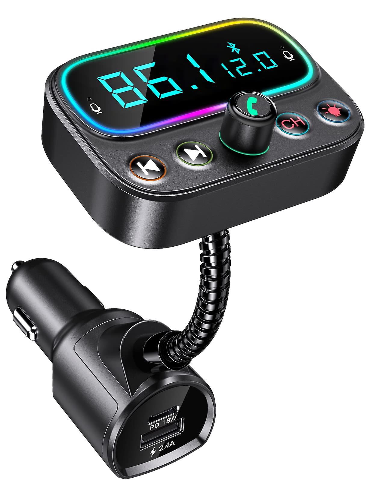 FM Transmitter for Car Bluetooth 5.0, 18W USB C Fast Car Charger ...