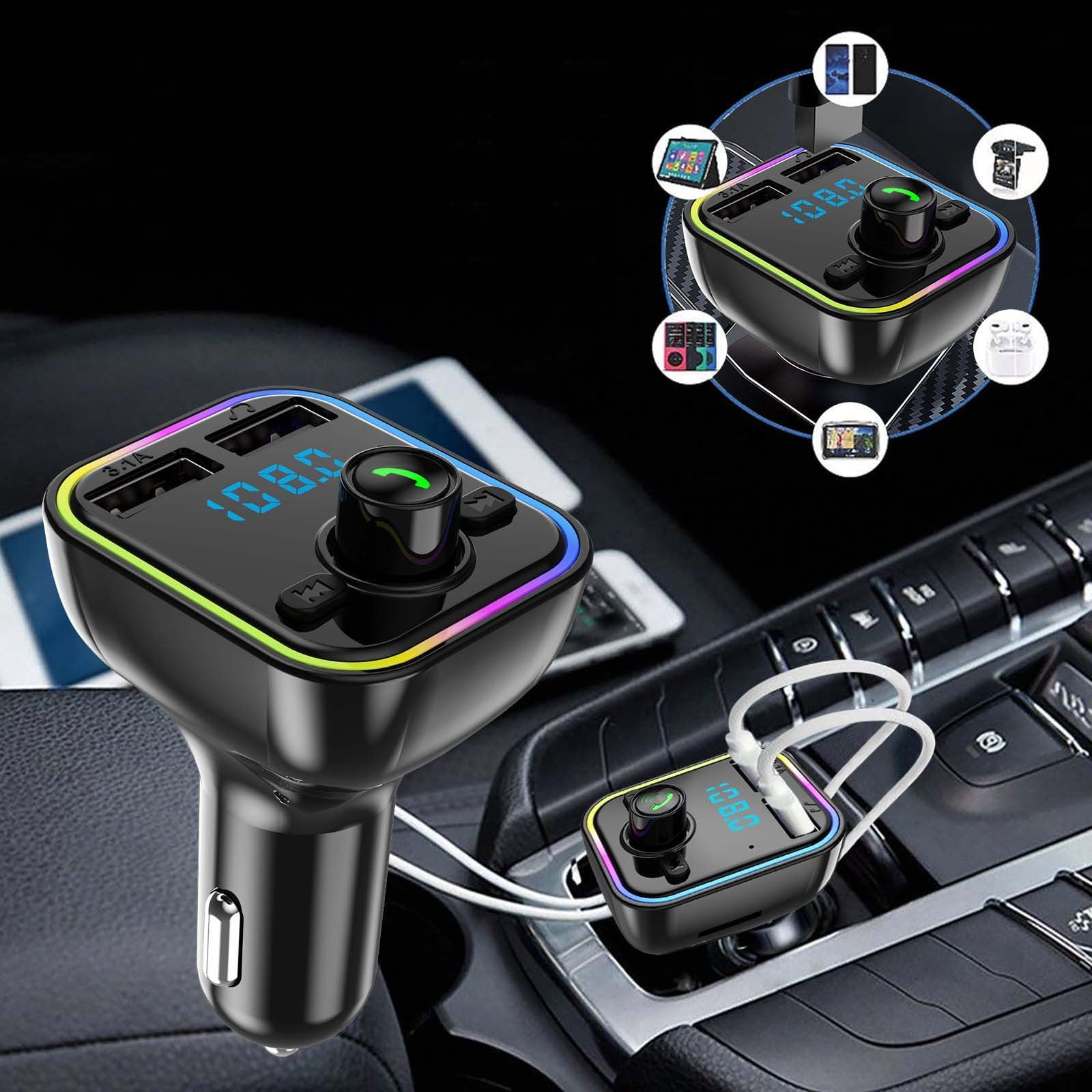 FM Upgraded 5.0 FM Wireless Adapter Car Kit With USB Charging Car ...