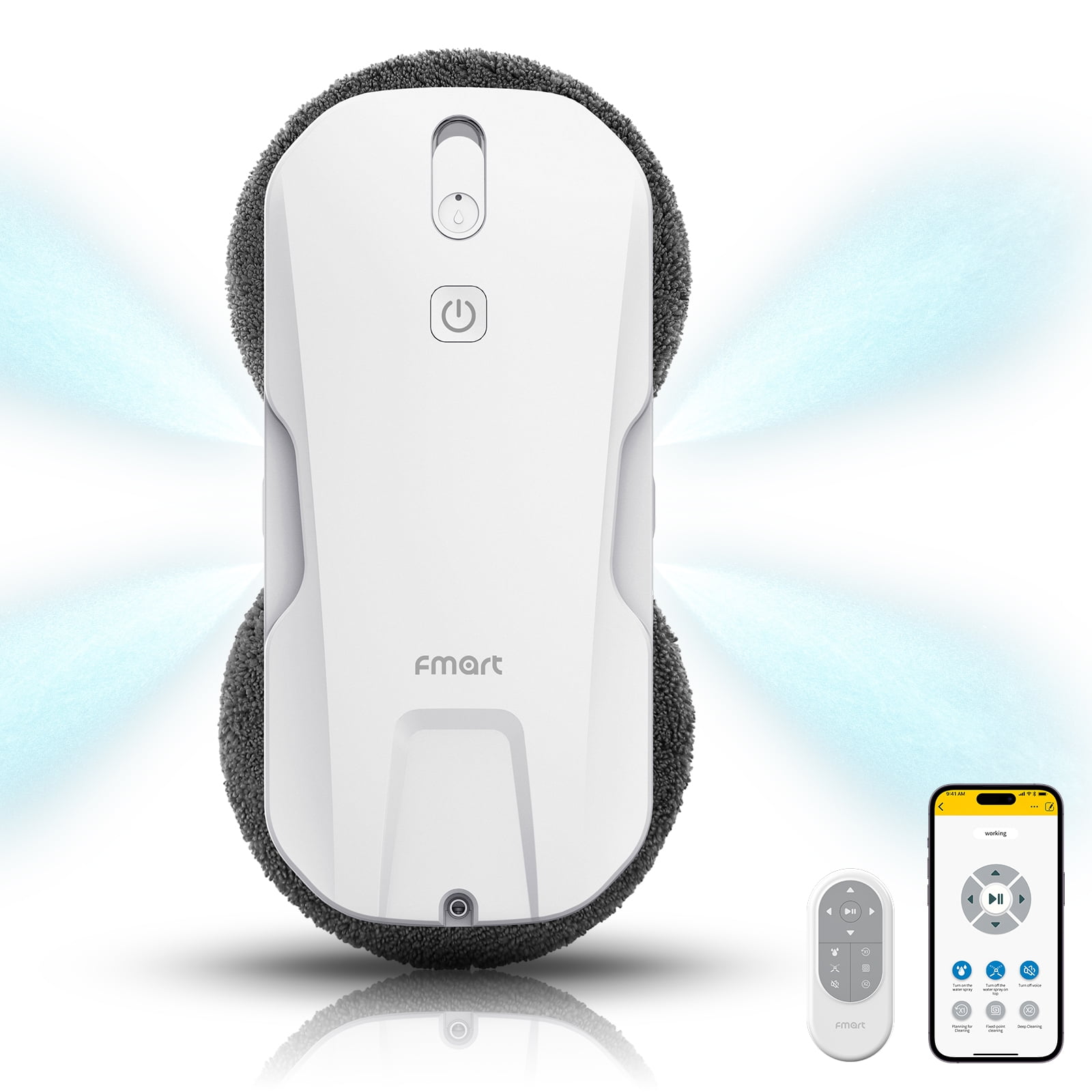 FMART T11 Robotic Glass Cleaner with Smart Sensors, 5300Pa Suction, 4 ...