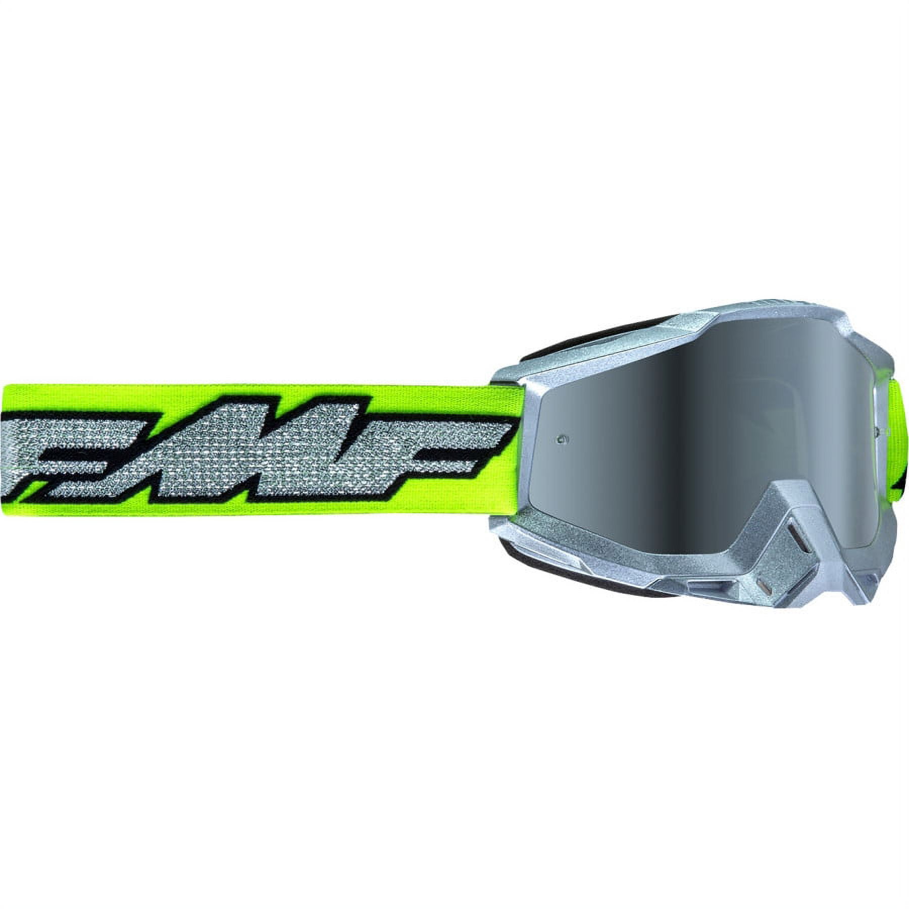 FMF PowerBomb Rocket MX Offroad Goggles Silver Lime w/Silver Mirror ...