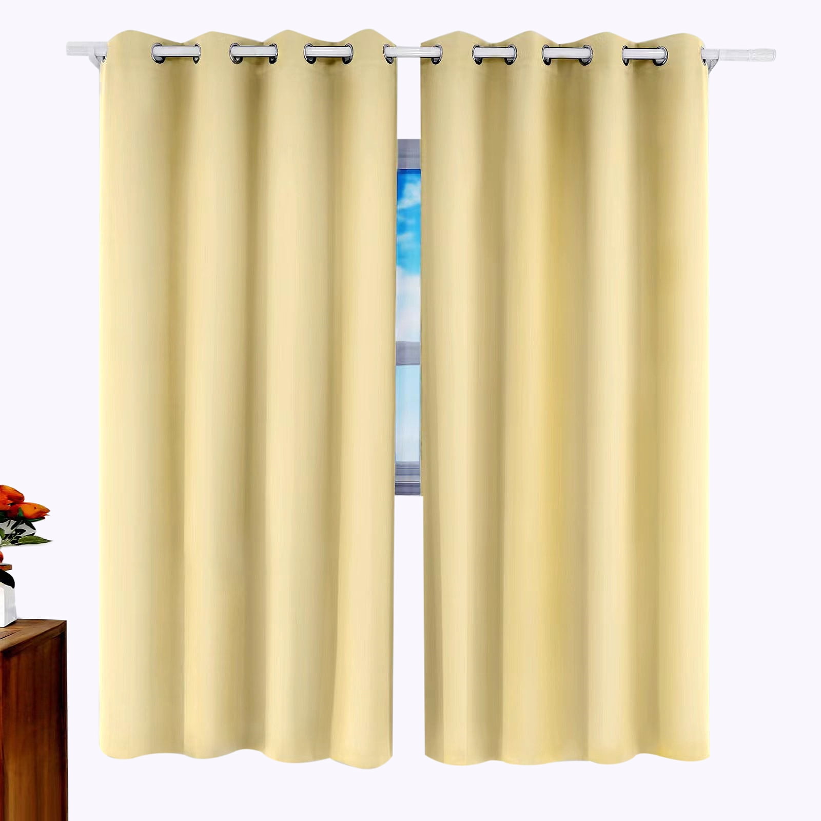 FMIX Blackout Energy Efficient Grommet Single Curtain Panel, Beige, 52" x 84" - Walmart.com