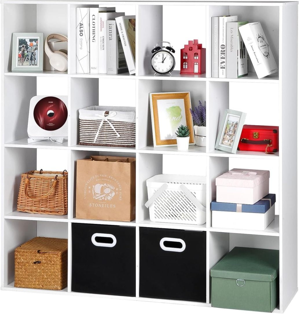 FMLP 16 Cube Storage Organizer, Toy Storage Shelf, White Wooden Storage ...