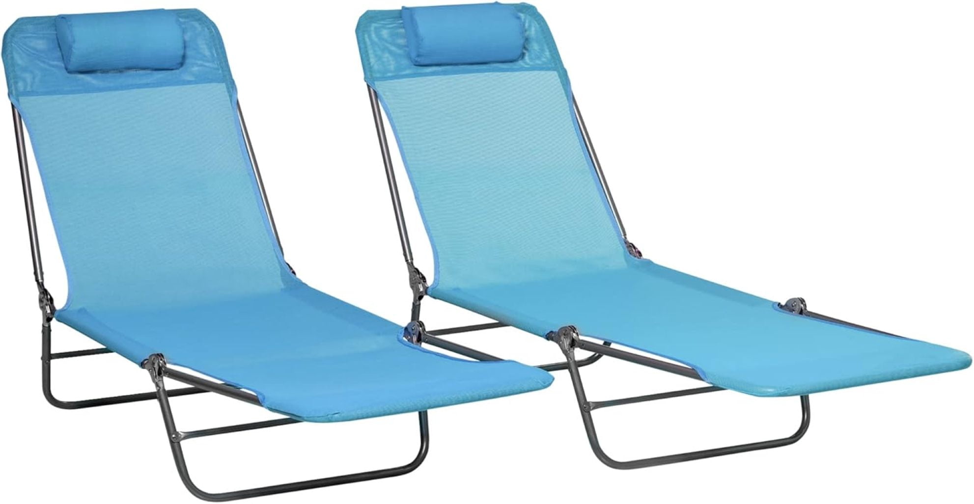 FMLP 2 Piece Folding Chaise Lounge Chairs, Pool Sun Tanning Chairs with ...