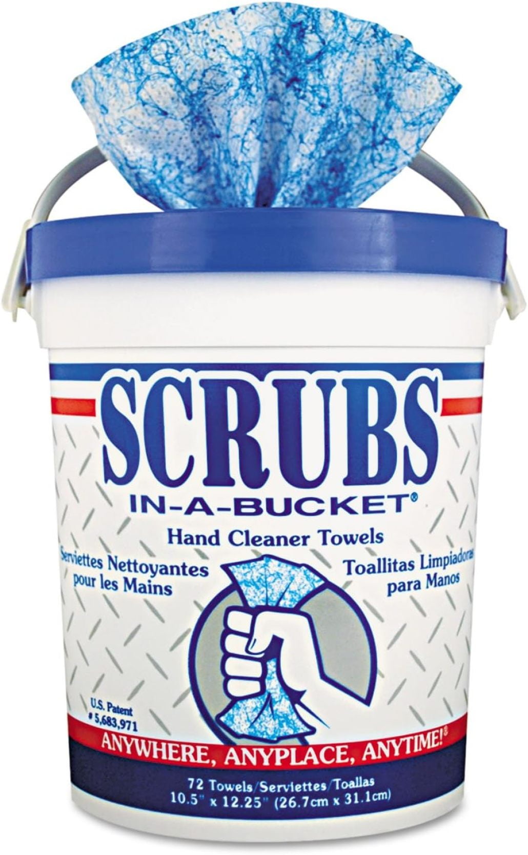 FMLP 42272EA Hand Cleaner Towels, Cloth, 10 x 12, Blue/White, 72/Bucket ...