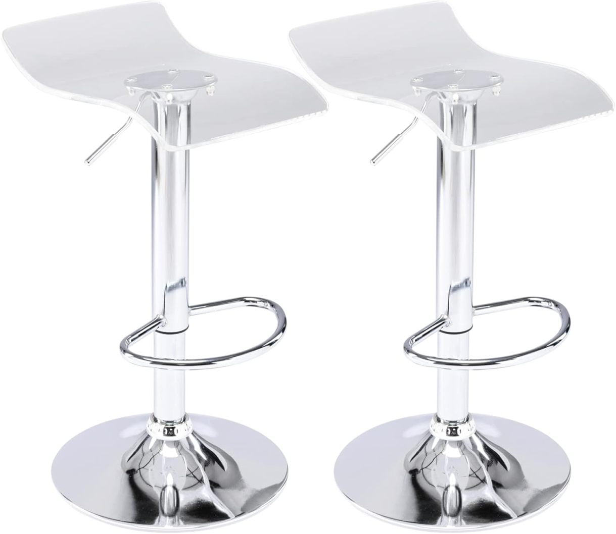 FMLP Acrylic Bar Stools Set of 2, Backless Transparent Swivel ...