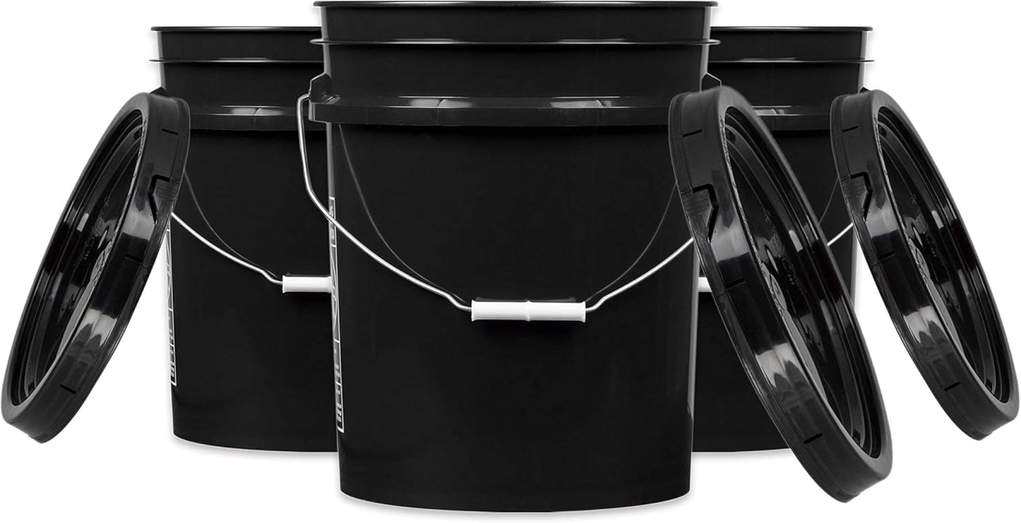 FMLP Black 5 gal Food Grade Plastic Bucket Pail Container with Lid ...