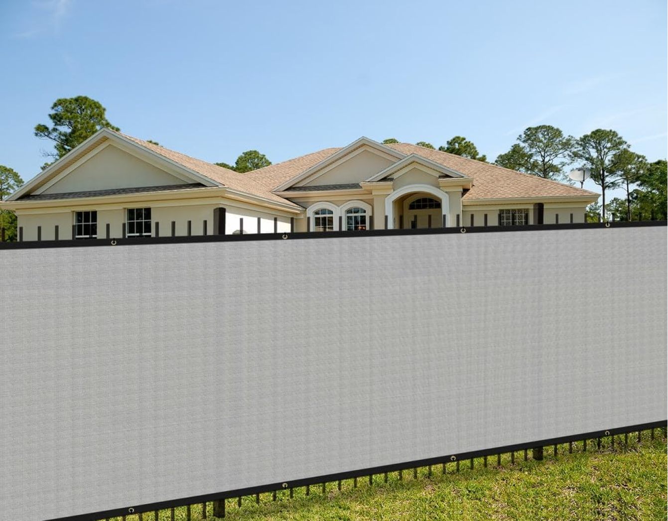 FMLP Privacy Fence Screen Privacy Fence with Grommets Gray Heavy Duty ...