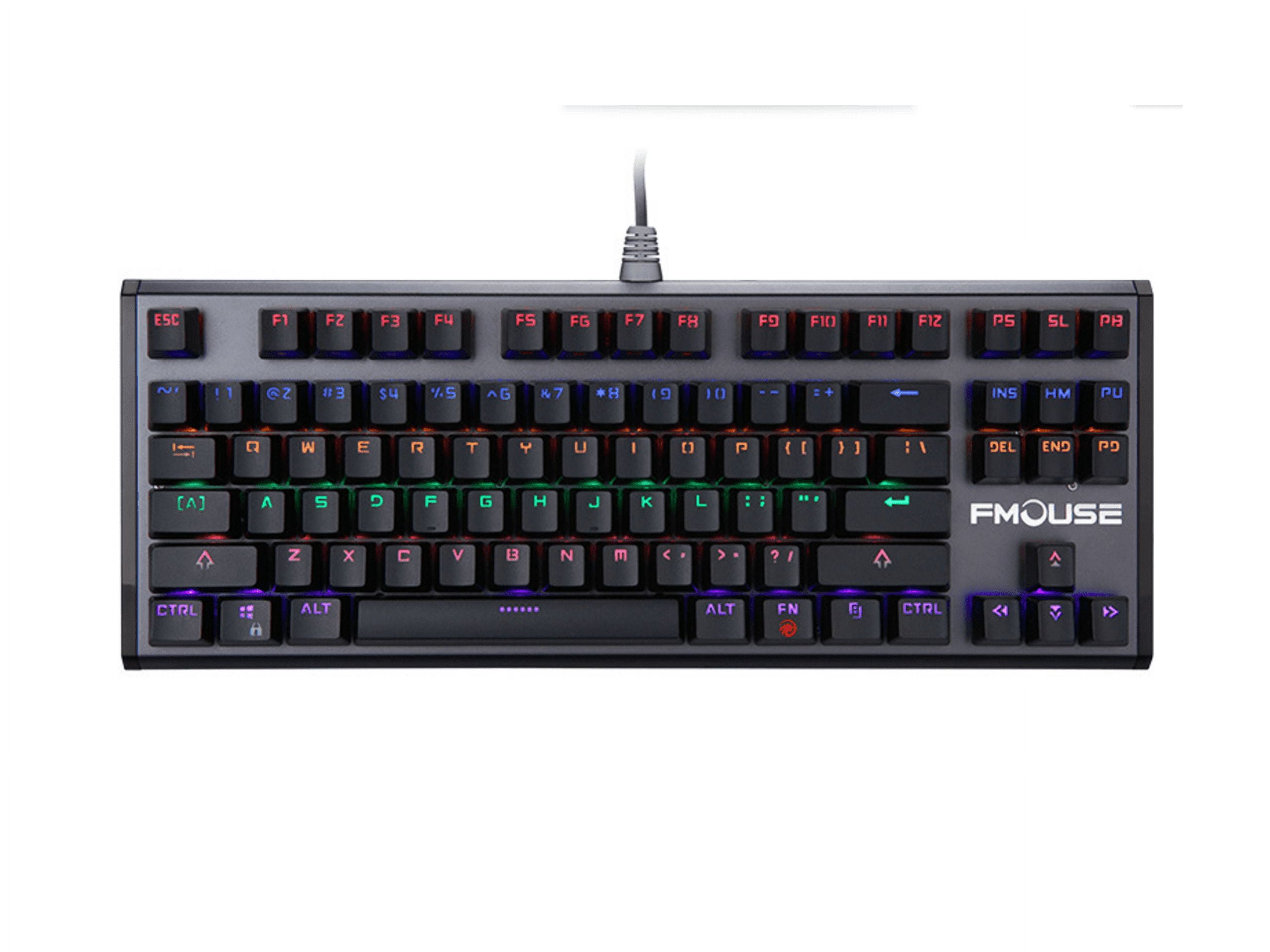FMOUSE K902 Multicolor Backlit 87 Keys Green axis Mechanical Gaming Keyboard with Blue Switches ...