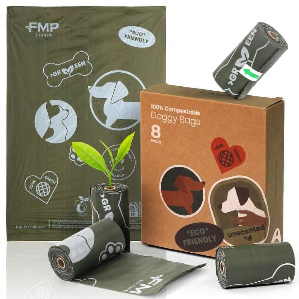 FMP Brands 120 Count 100% Compostable Dog Poop Bags Rolls for Large and ...
