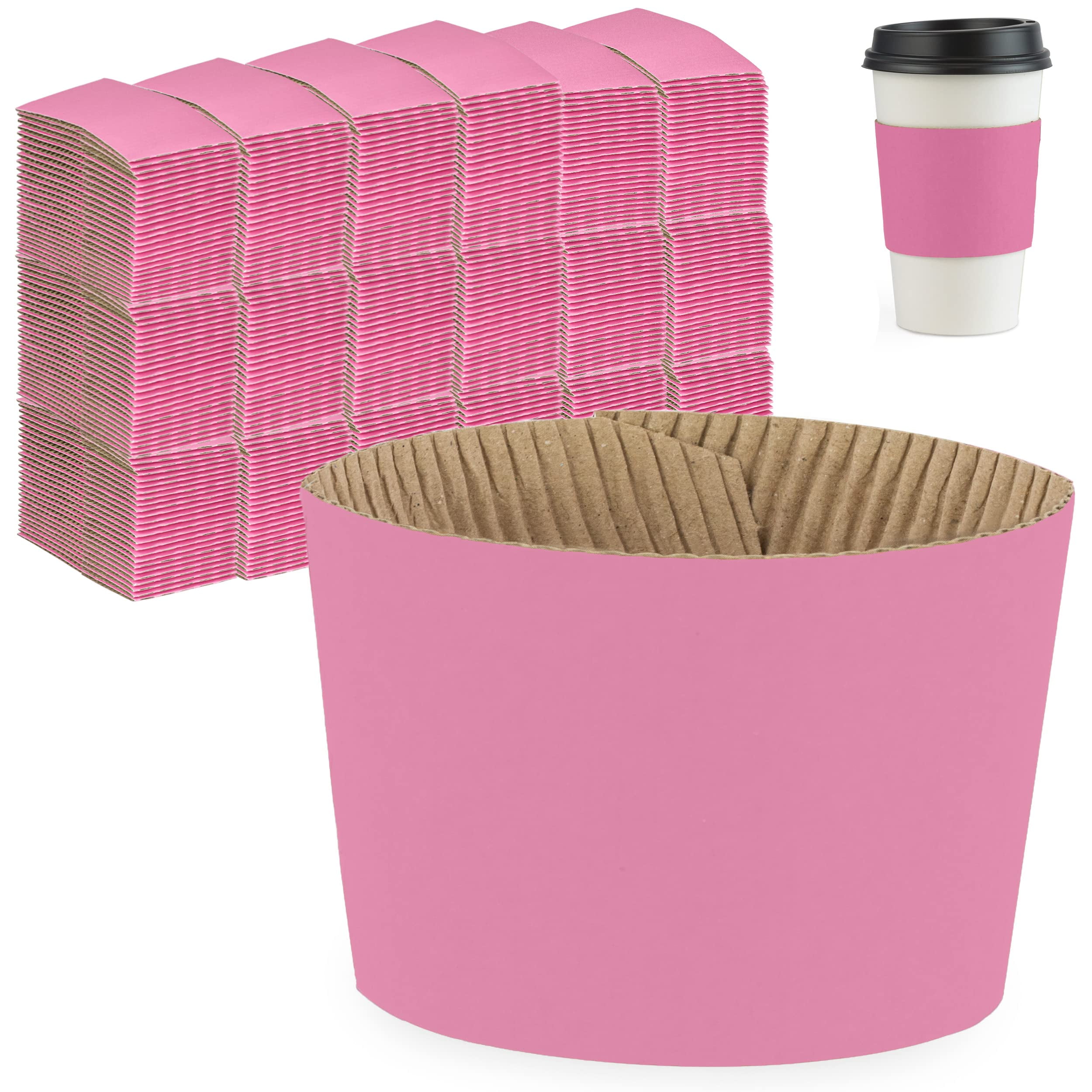 FMP Brands [500 Pack] Pink Coffee Cup Sleeves - Pink Disposable ...