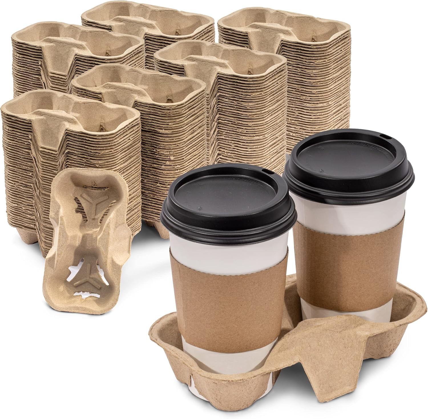 FMP Brands 600 Pack 2 Cup Pulp Fiber Drink Carrier Trays, Biodegradable ...