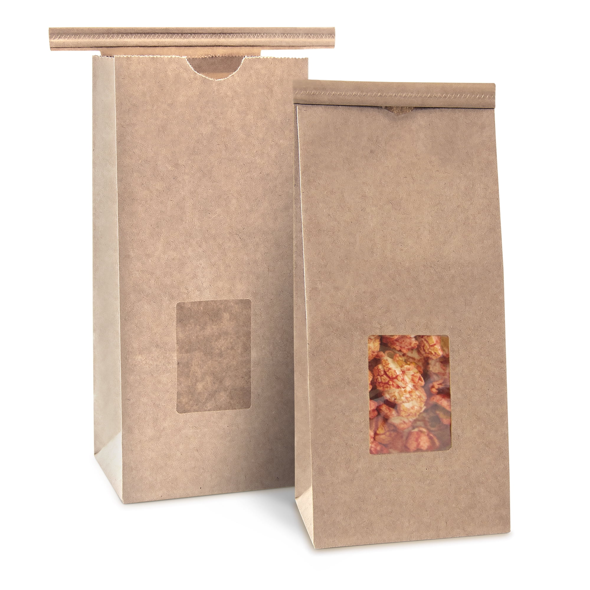 [75 Pack] Bakery Bags with Window - 1/2 lb (8 oz) Brown Kraft Paper Bag ...