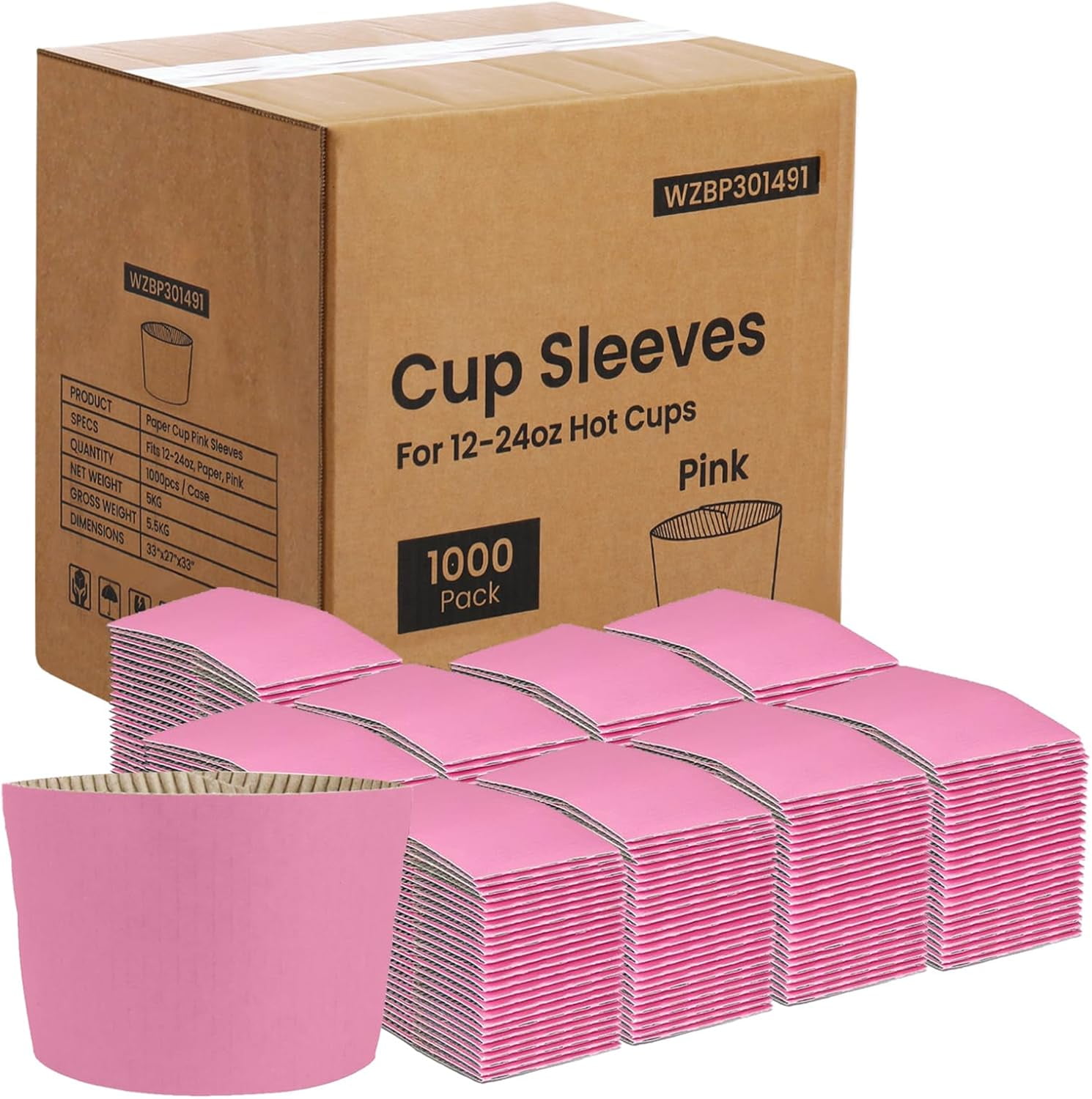 FMP Brands Coffee Cup Sleeves Disposable for Hot Drinks, Durable ...