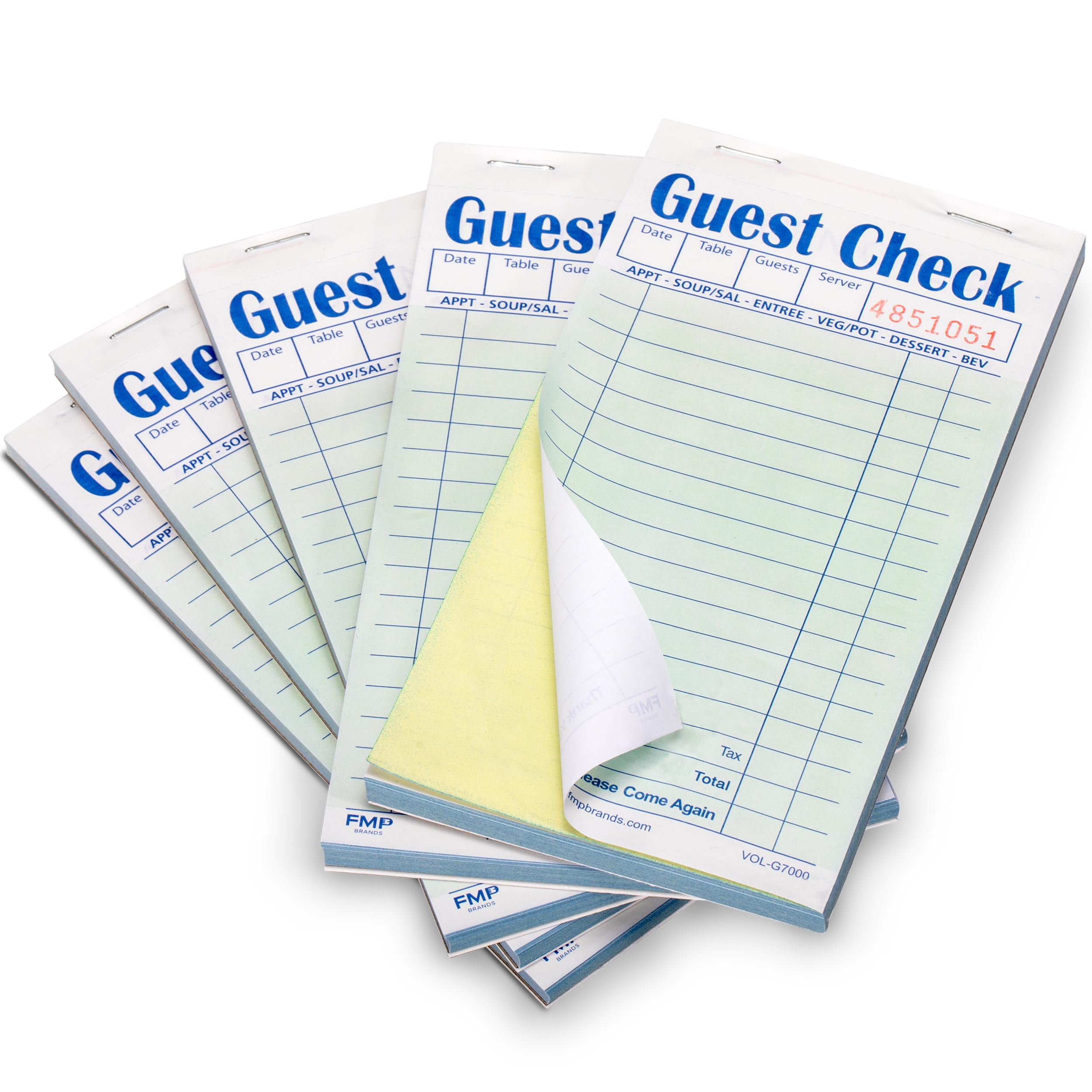 FMP Brands Double Part Guest Check Pads for Restaurants, Server Note ...