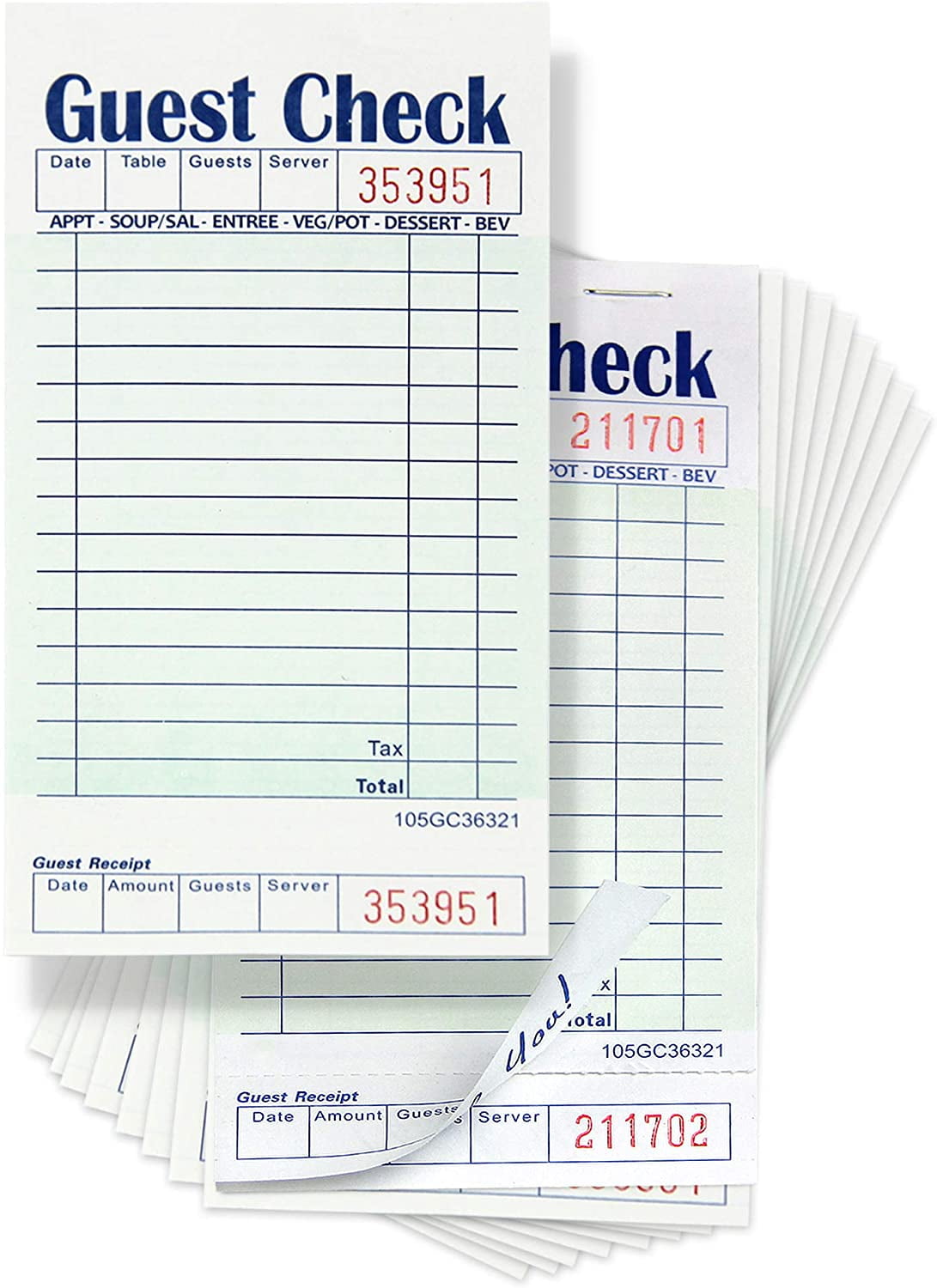 FMP Brands Guest Check Books for Servers, Server Note Pads Paper, Total ...