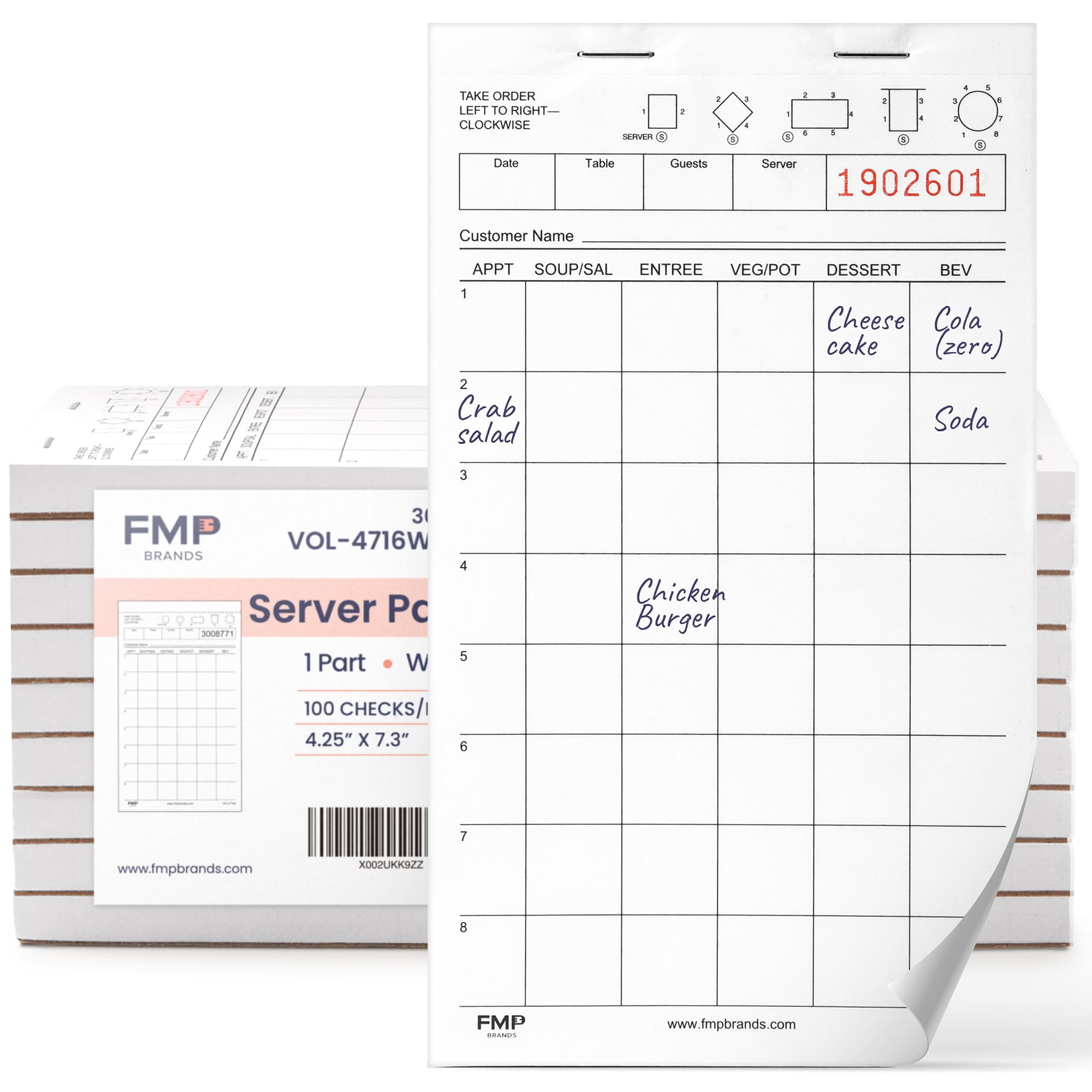 FMP Brands Server Note Pads Paper, Guest Check Books, Total 1000 Sheets ...