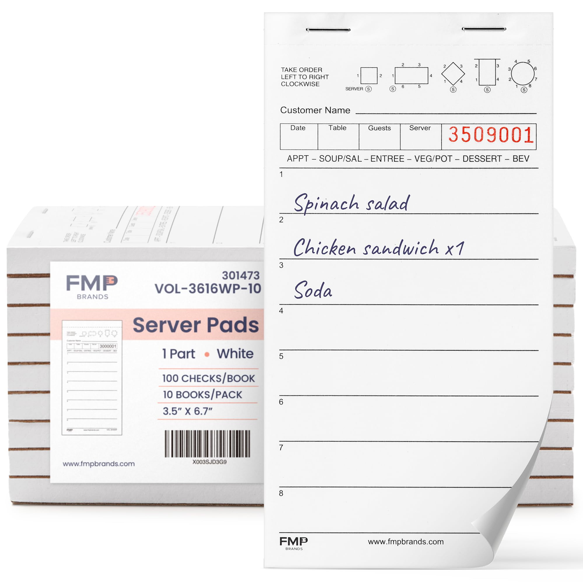 FMP Brands Server Note Pads Paper, Guest Check Books, Total 1000 Sheets ...
