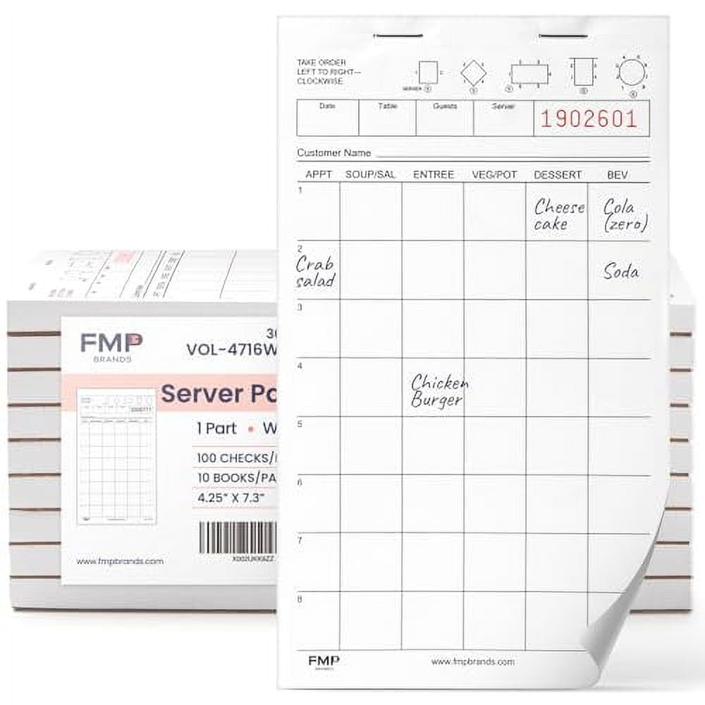 FMP Brands Server Note Pads Paper, Guest Check Books, Total 5000 Sheets ...
