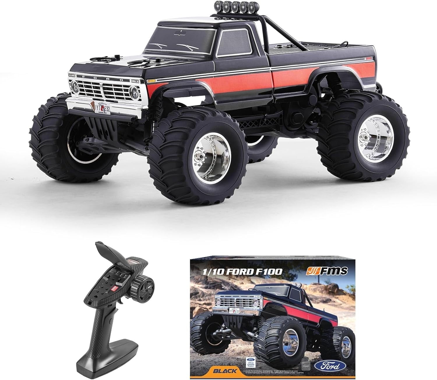 FMS 1/10 Ford F-100 RC Crawler, RTR 2WD Off-Road Truck with Wheelie Bar ...