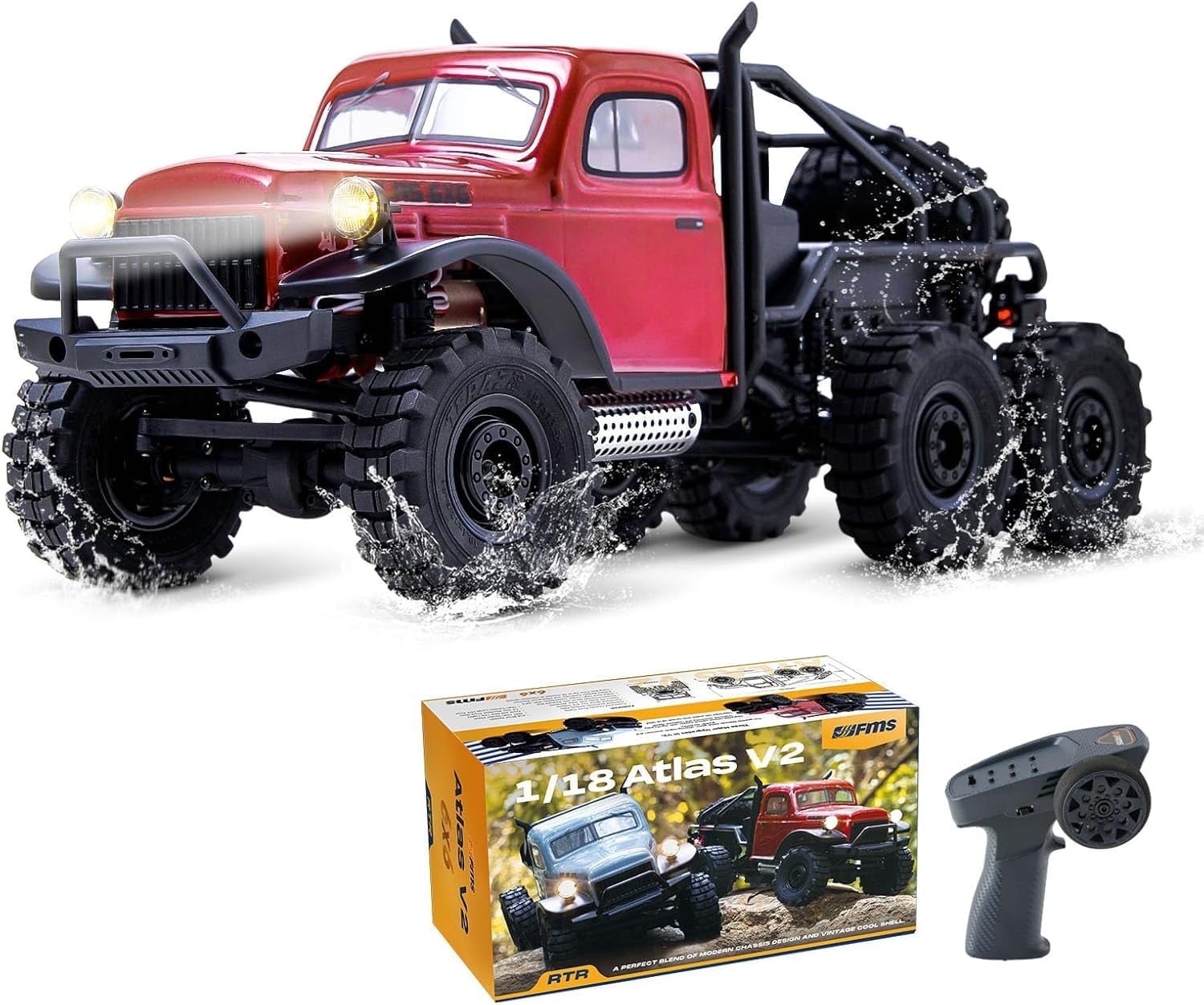 FMS Atlas 6x6 1/18 RC Crawler RTR- Waterproof Rock Crawler with 6x6 All ...