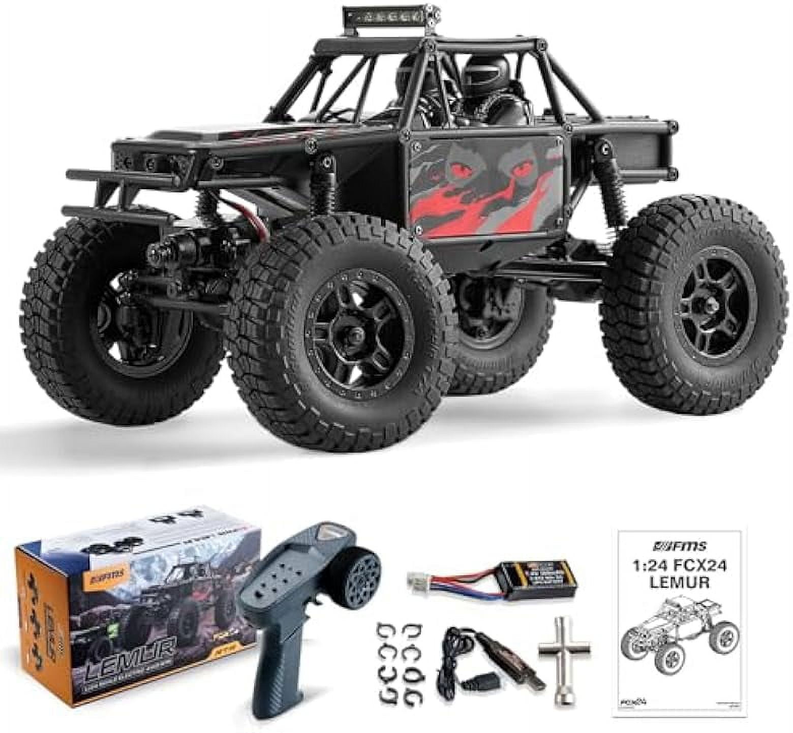 FMS RC Crawler 1/24 Lemur FCX24 4 Wheel Drive RC Rock Buggy.2.4Ghz 380mAh Hobby Grade RC Car ...