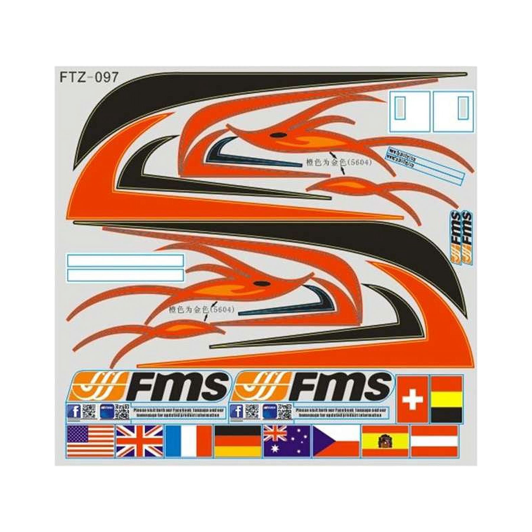 FMS Sticker Red Dragonfly 900mm- FMMSR111 Decals Trim Pilots Scale ...