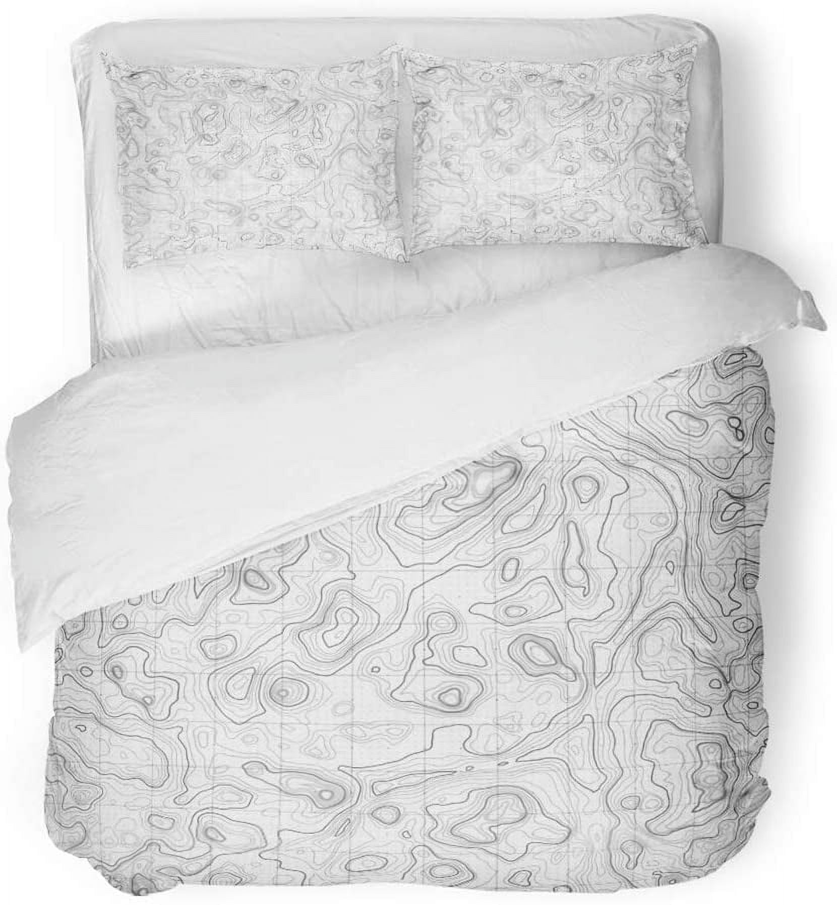 FMSHPON 3 Piece Bedding Set 3D Topographic Map Topo Contour Rendering ...