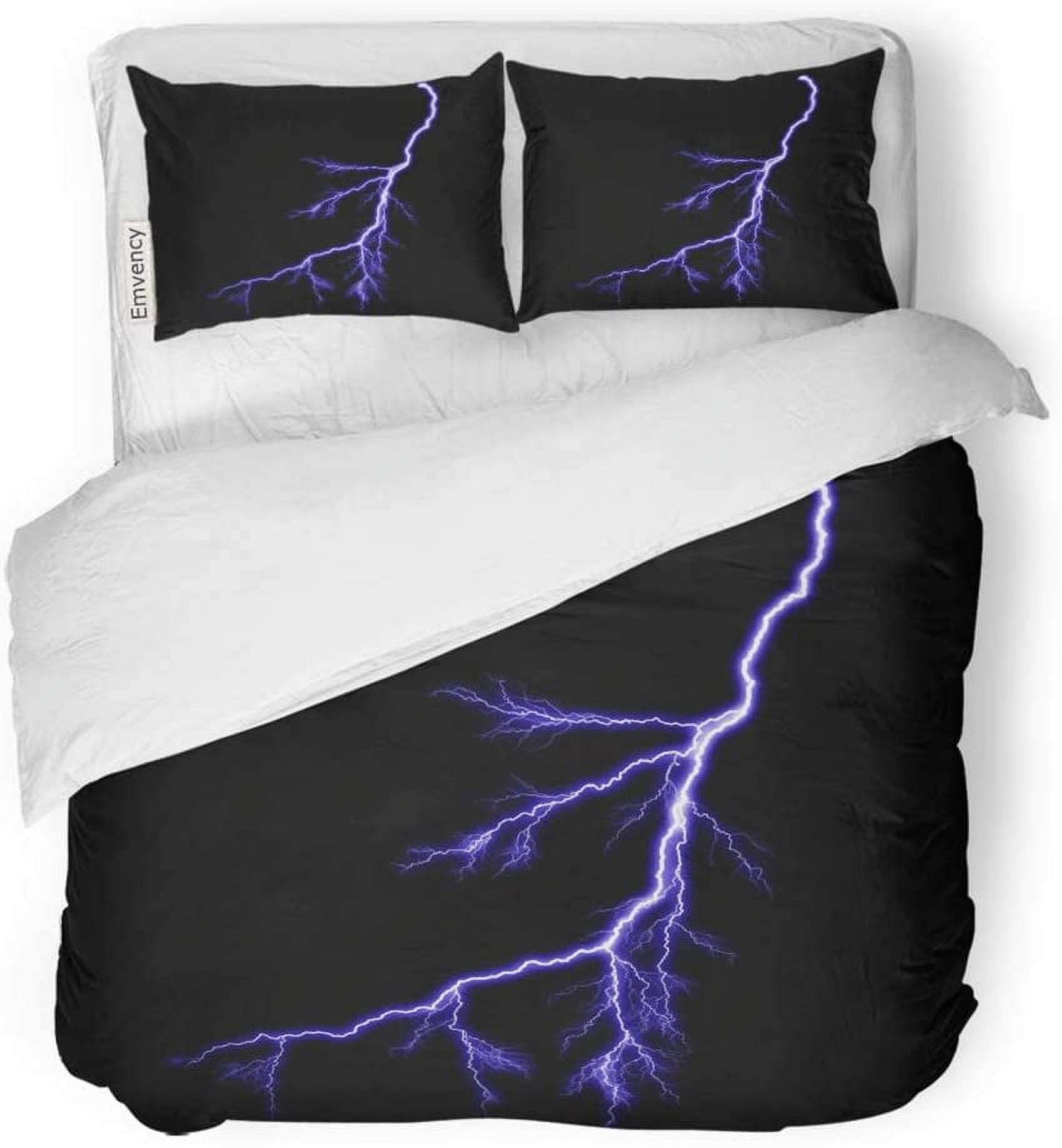 FMSHPON 3 Piece Bedding Set Abstract Violet Electrical Lightning Strike ...