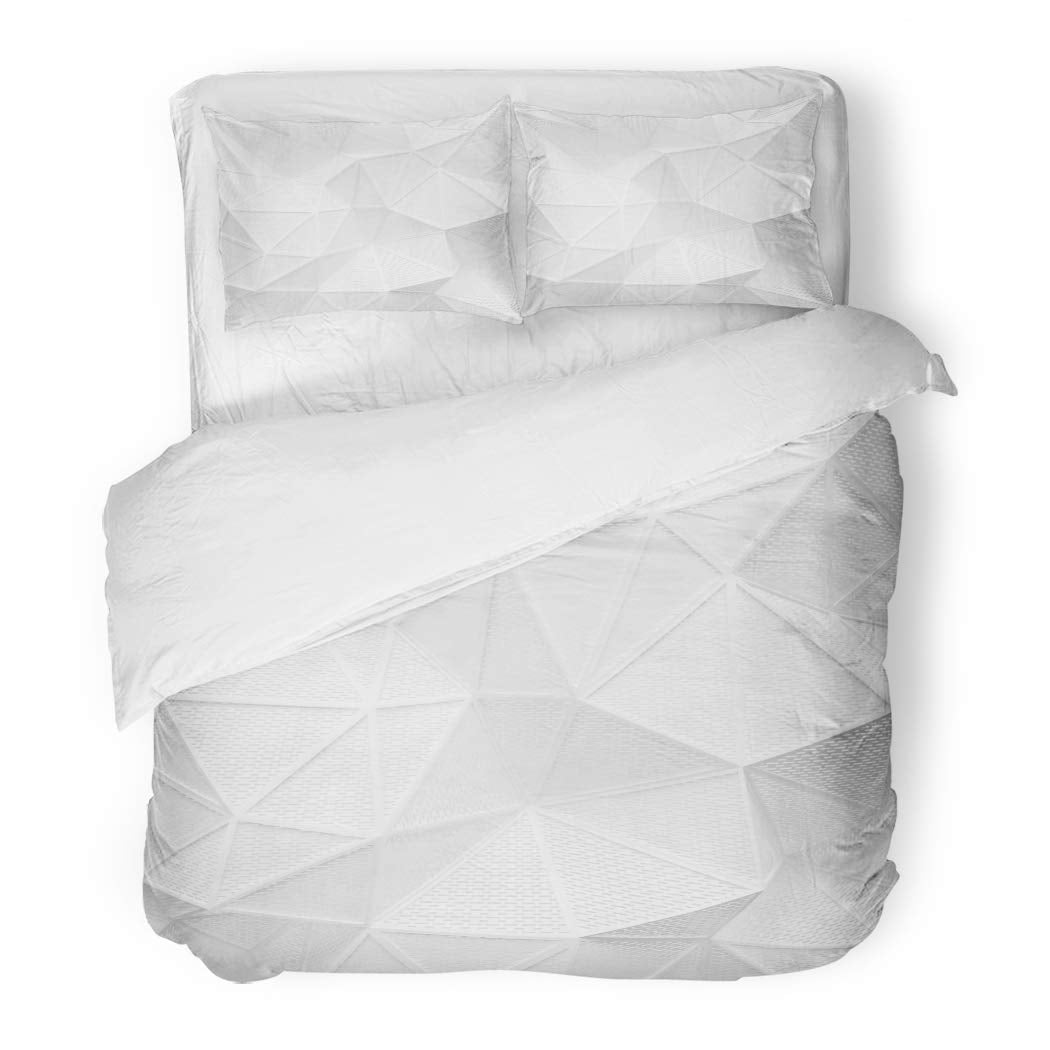 FMSHPON 3 Piece Bedding Set Abstract White Low Poly Hole Mesh Chamfer ...