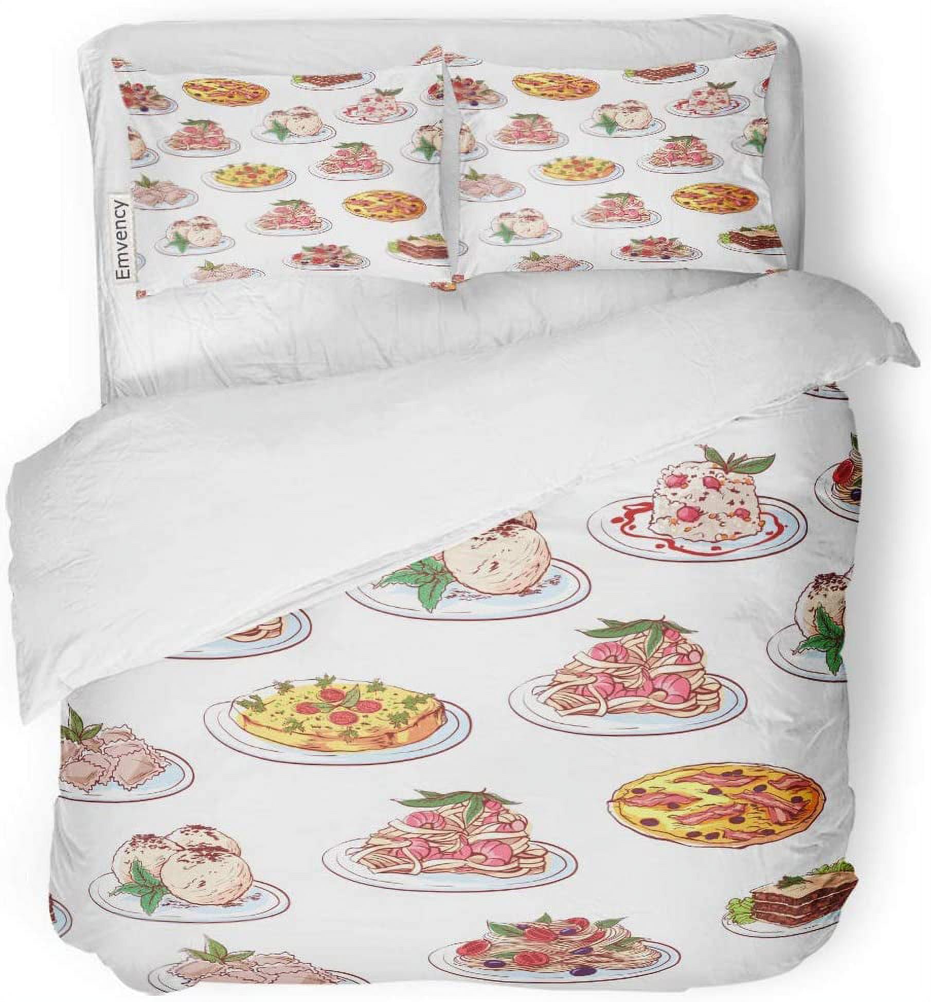 FMSHPON 3 Piece Bedding Set Appetizer Italian Cuisine Dishes on Pizza ...