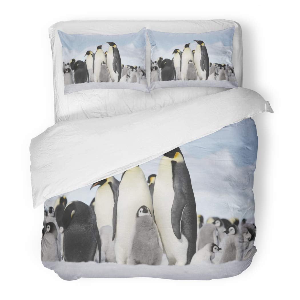 FMSHPON 3 Piece Bedding Set Arctic Emperor Penguins Sea Ice in The ...