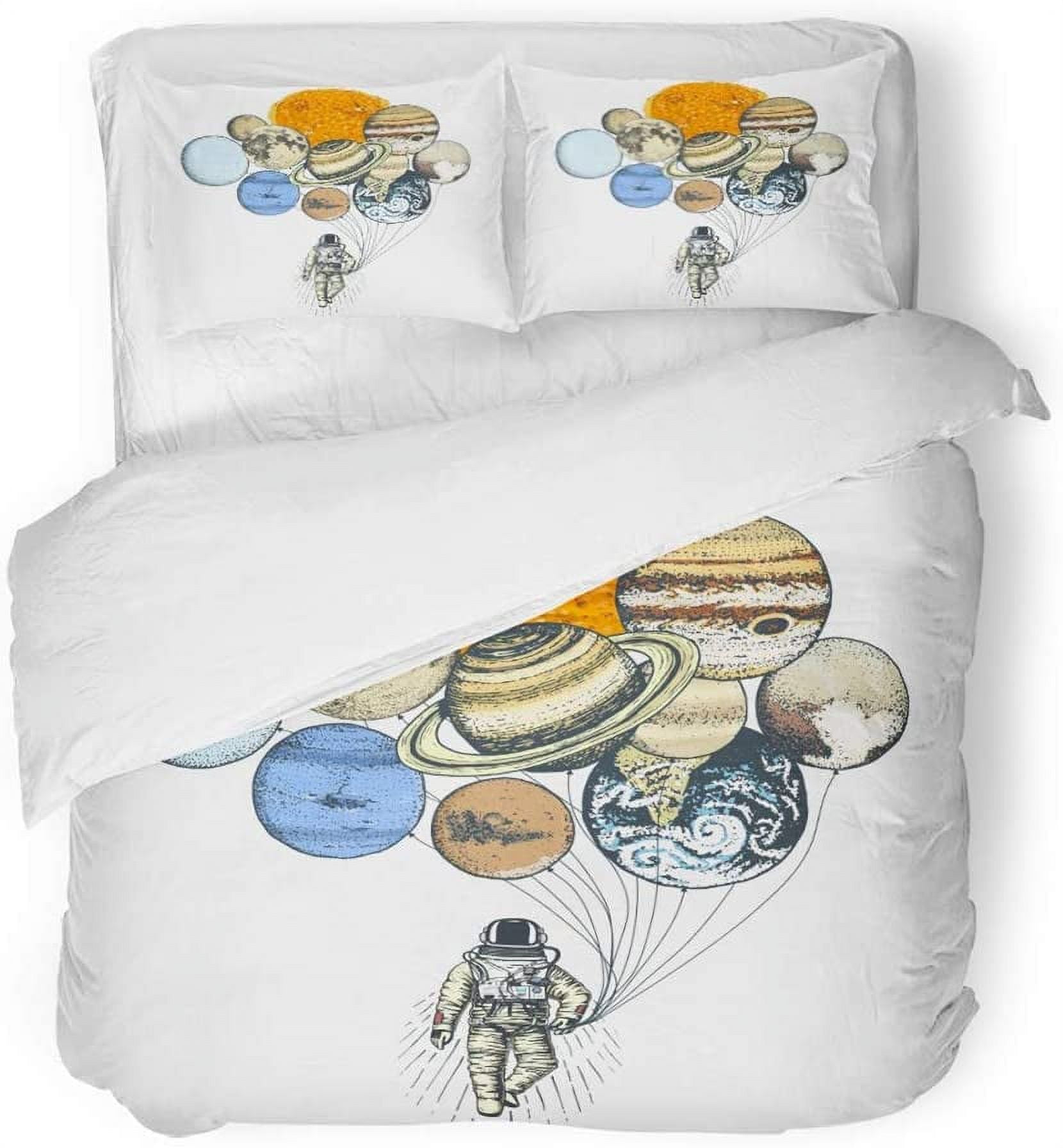 FMSHPON 3 Piece Bedding Set Astronaut Spaceman Planets in Solar System ...
