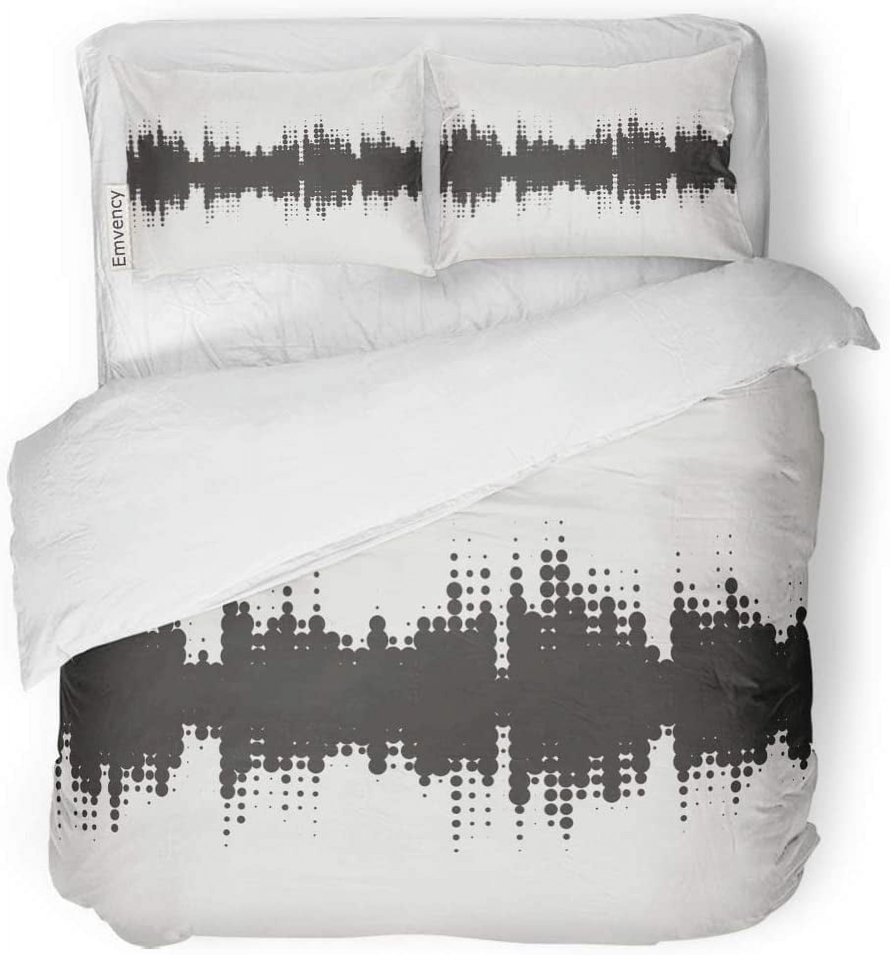 FMSHPON 3 Piece Bedding Set Audio Halftone Sound Wave Abstract Bar Beat ...