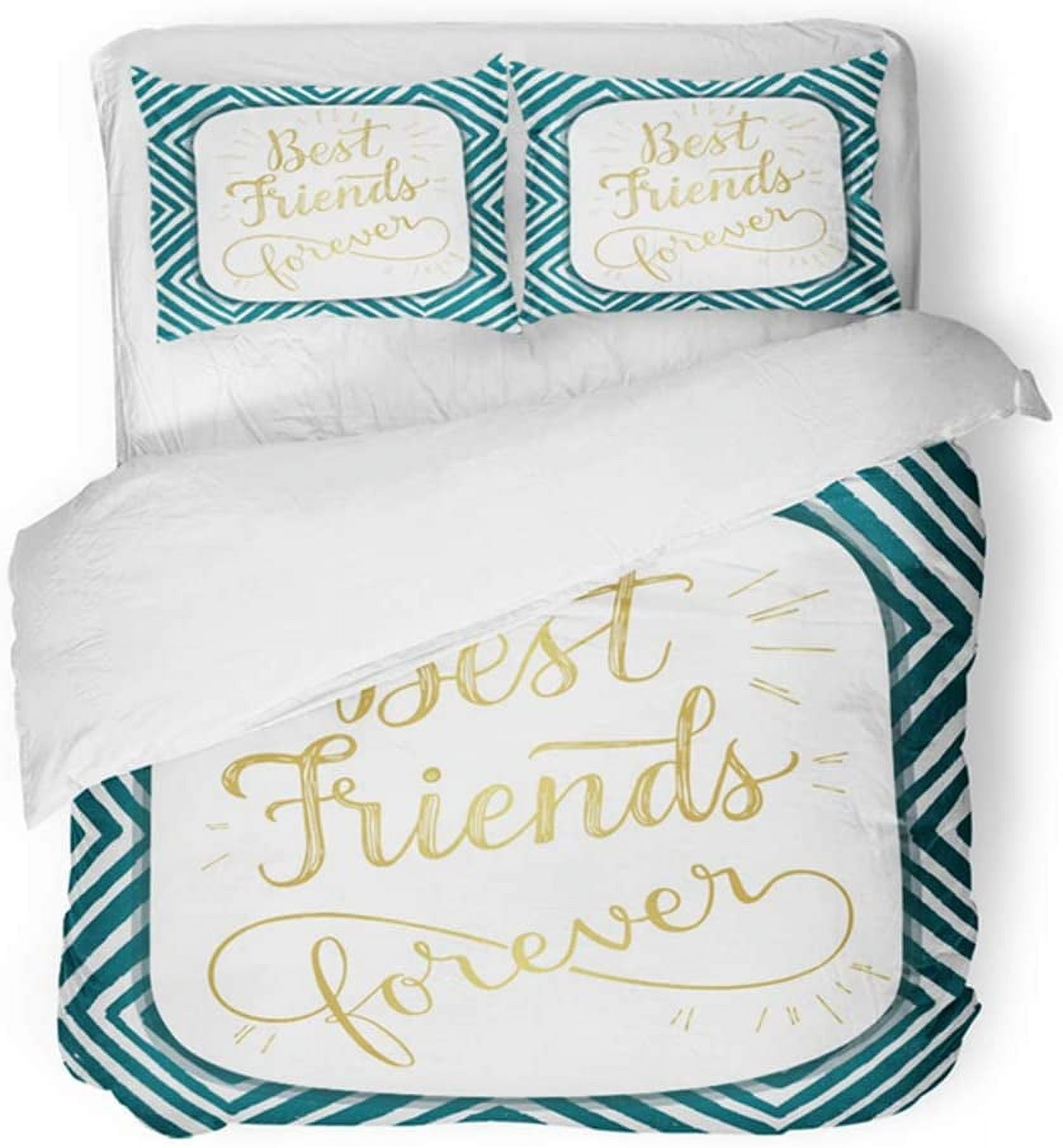 FMSHPON 3 Piece Bedding Set BFF Best Friend Forever Hand Lettering ...