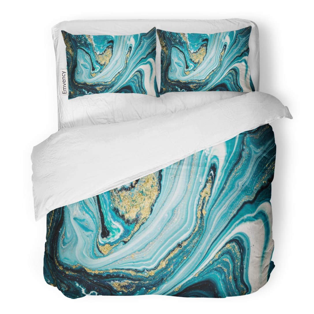 FMSHPON 3 Piece Bedding Set Beautiful Natural Luxury Marbleized Effect ...