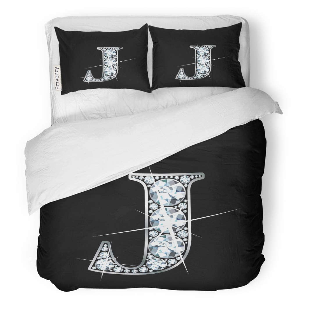 FMSHPON 3 Piece Bedding Set Bling Stunning Beautiful J in Diamonds and ...
