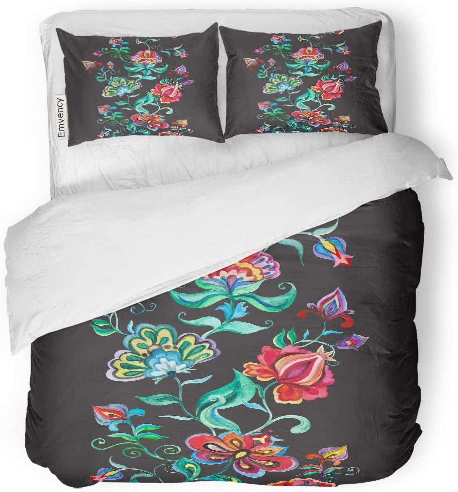 FMSHPON 3 Piece Bedding Set Bloom Eastern European Floral Flowers at ...