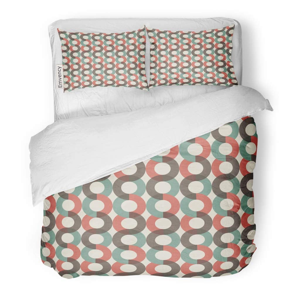 FMSHPON 3 Piece Bedding Set Blue Circle Abstract Retro Green Vintage ...