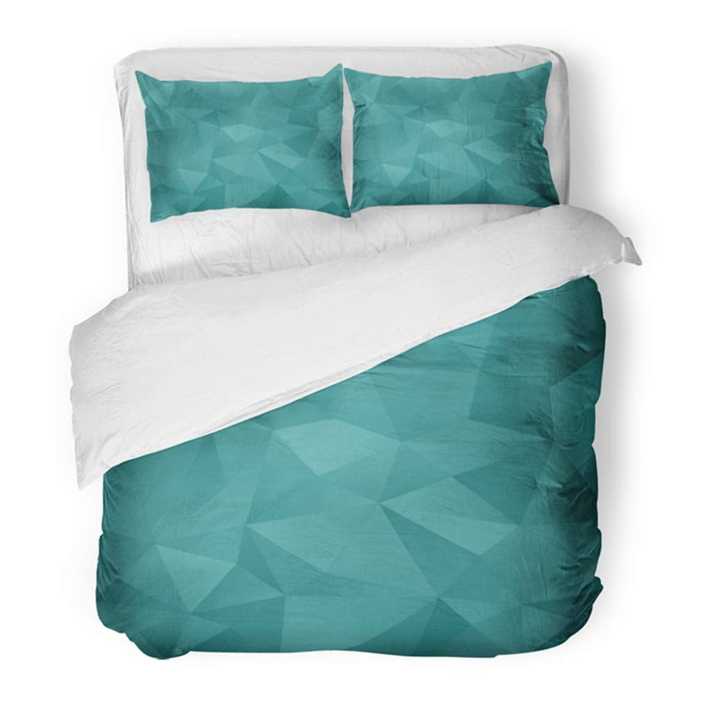 FMSHPON 3 Piece Bedding Set Blue Color Teal Abstract Irregular Triangle ...