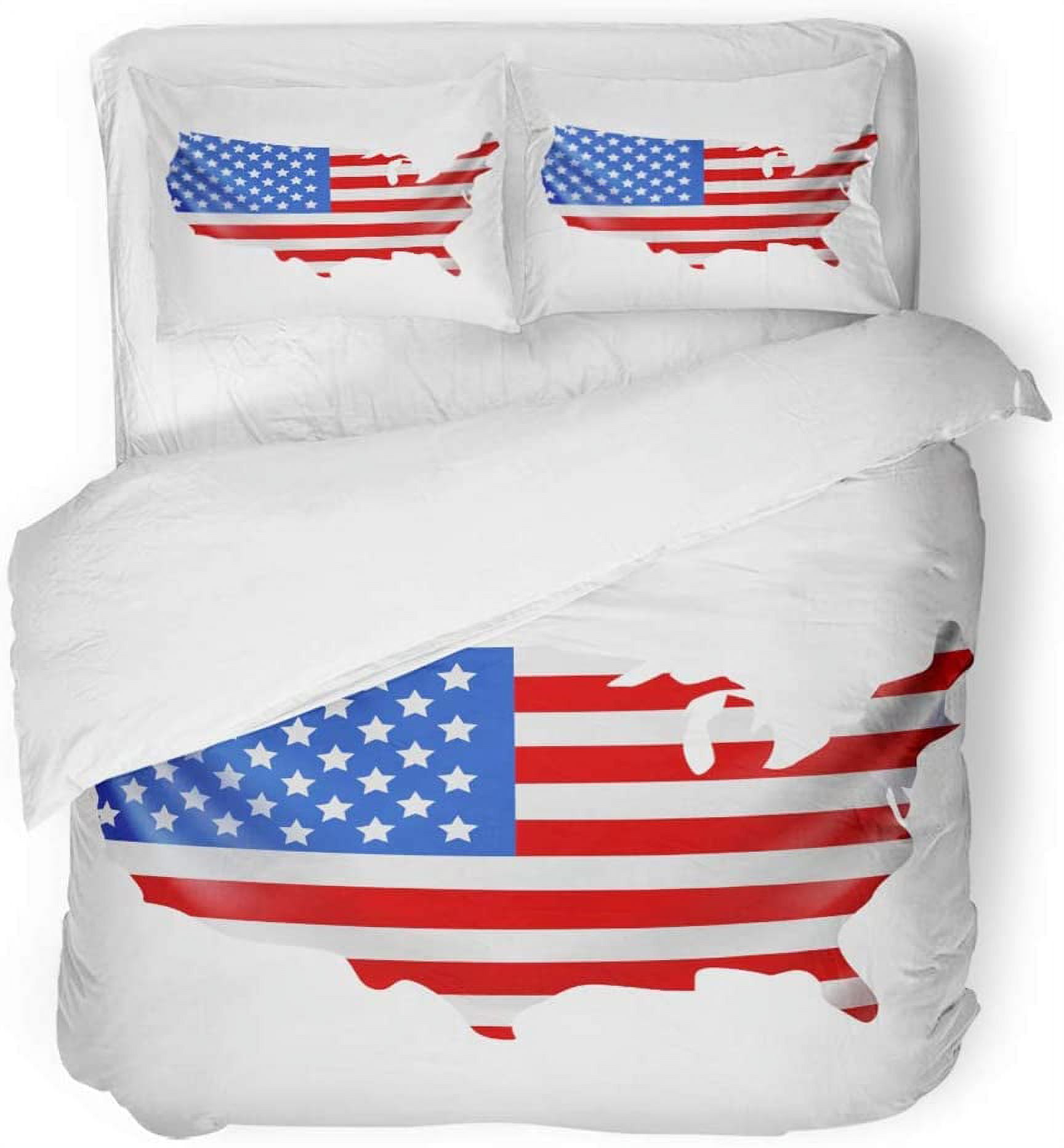 FMSHPON 3 Piece Bedding Set Border USA Flag in Form of Map United ...