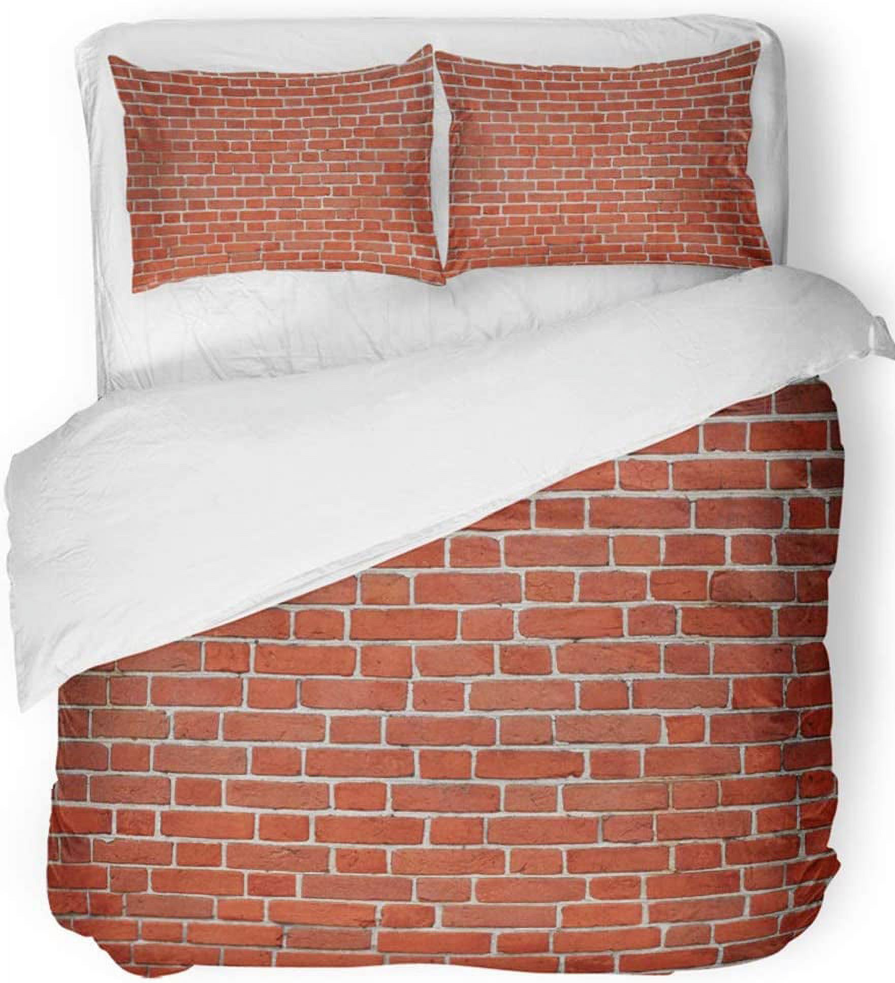 FMSHPON 3 Piece Bedding Set Brown Aged Bright Red Brick Wall Old Solid Brickwork Purple Blank ...