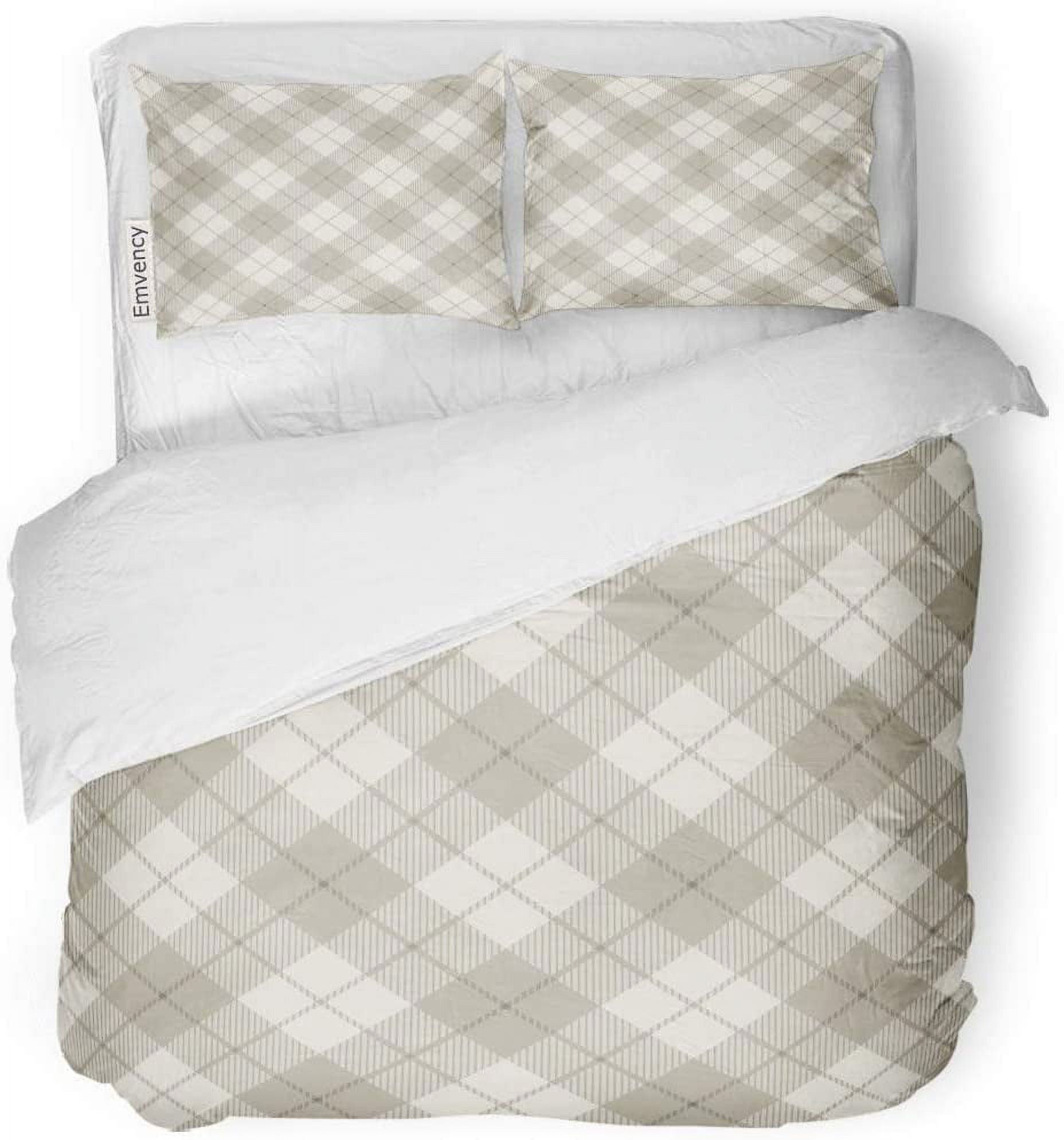 FMSHPON 3 Piece Bedding Set Brown Tartan of Diagonal Plaid Pattern ...