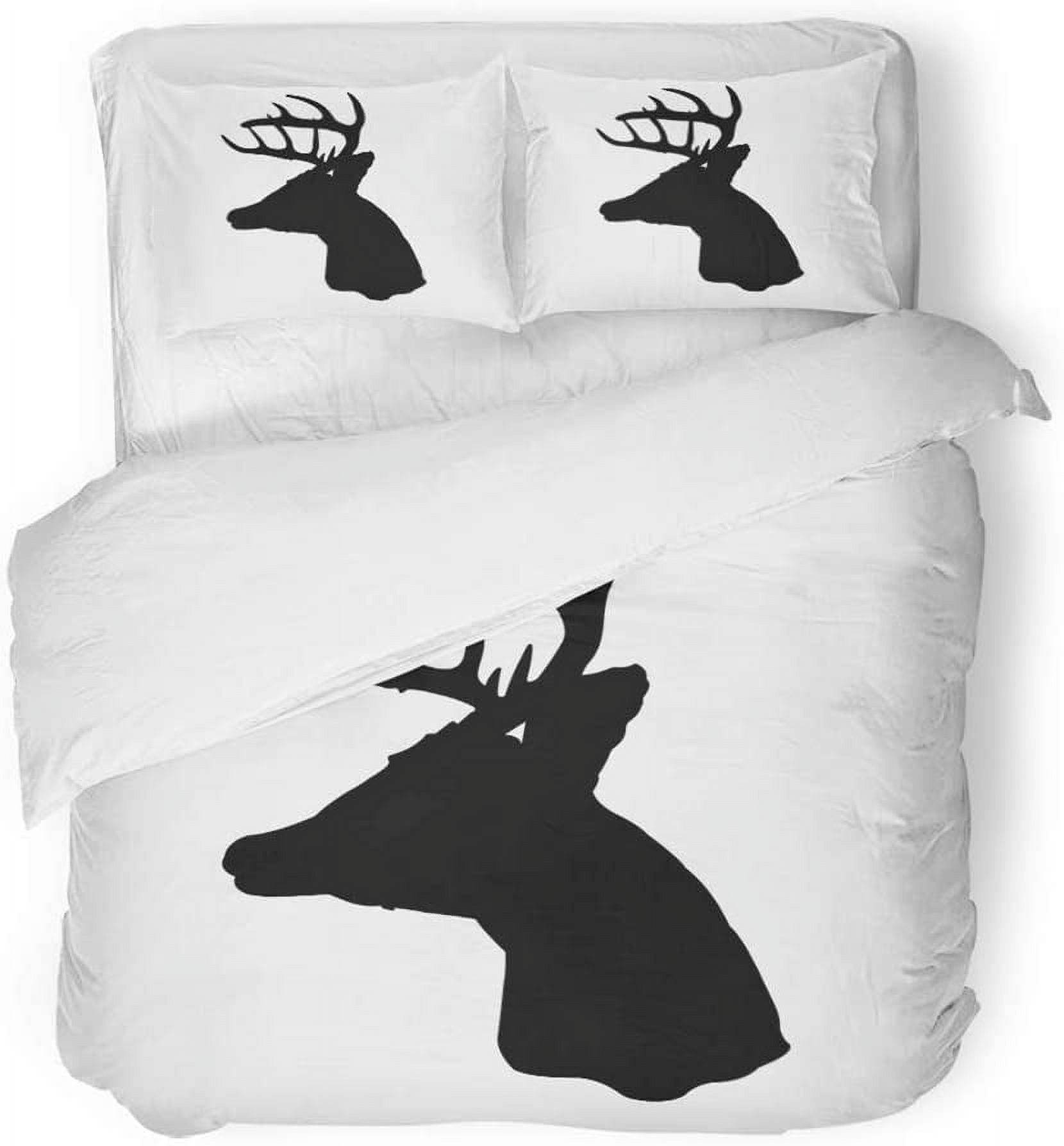 FMSHPON 3 Piece Bedding Set Buck Whitetail Deer Head Silhouette Woods ...
