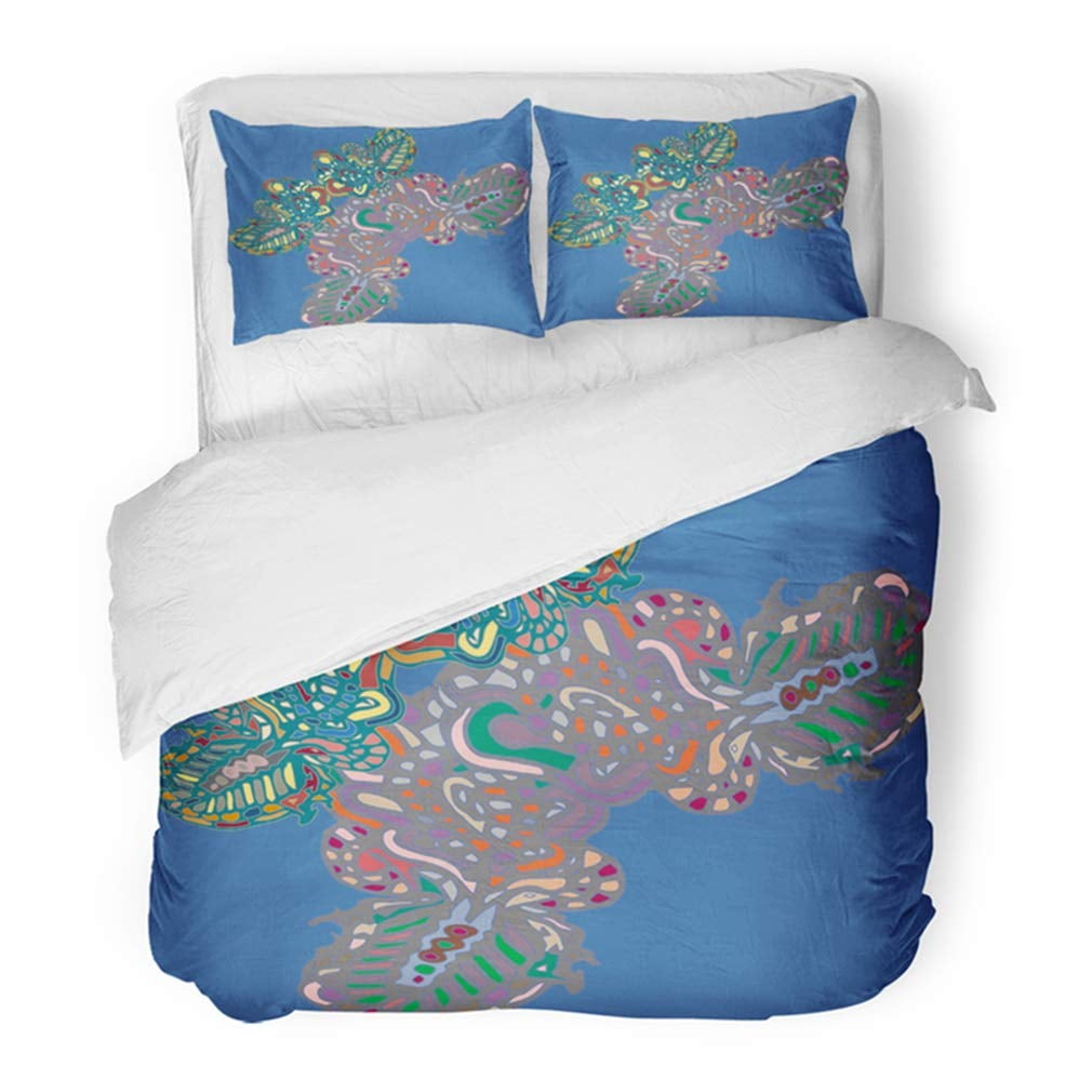 FMSHPON 3 Piece Bedding Set Butterfly Doodle Zentangle Inspired for ...