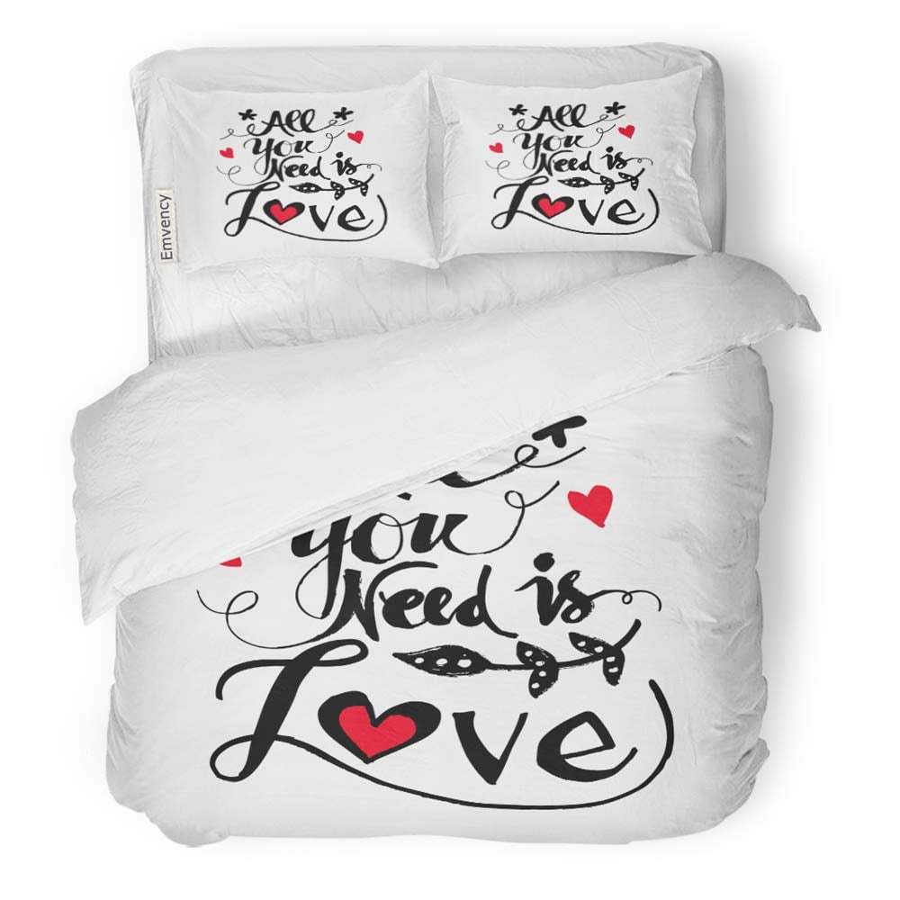 FMSHPON 3 Piece Bedding Set Calligraphy All You Need is Love Lettering ...