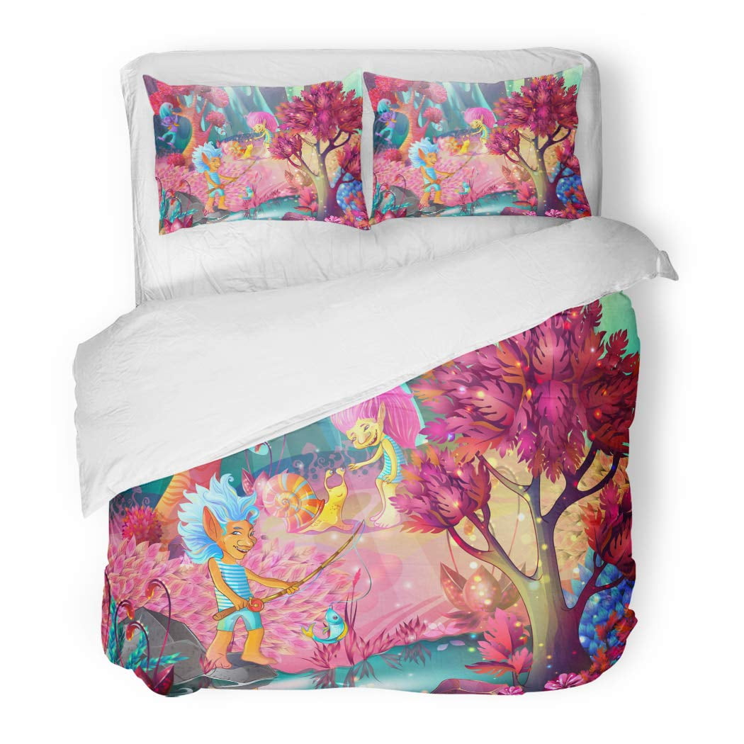 FMSHPON 3 Piece Bedding Set Cartoon Game Design Magic with Funny Trolls ...