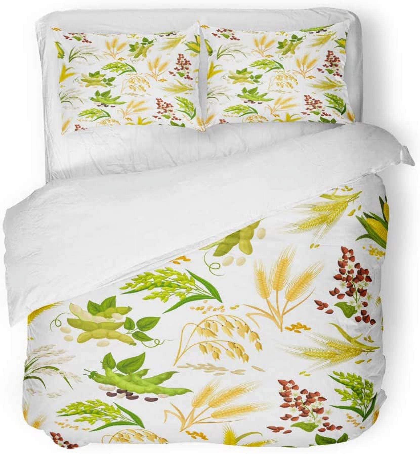 FMSHPON 3 Piece Bedding Set Cereals of Wheat and Rye Ears Buckwheat ...