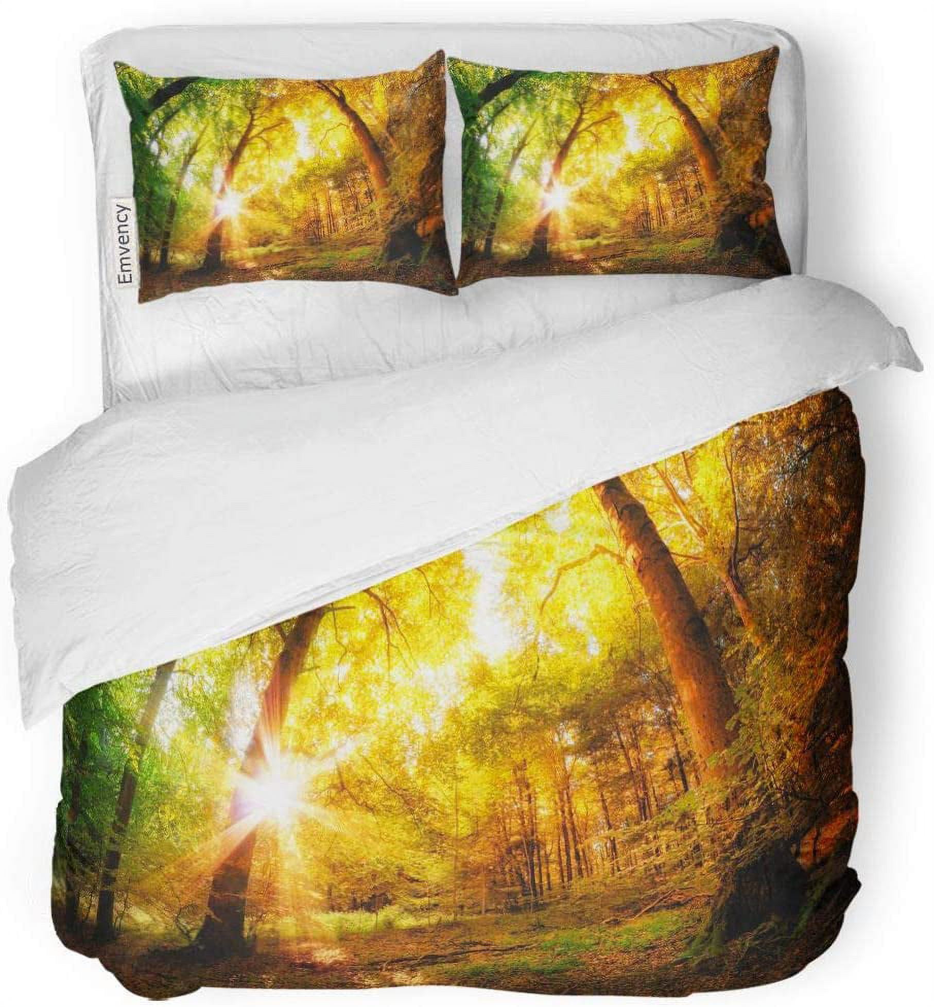 FMSHPON 3 Piece Bedding Set Colorful Change Magical Forest Scenery Mix ...