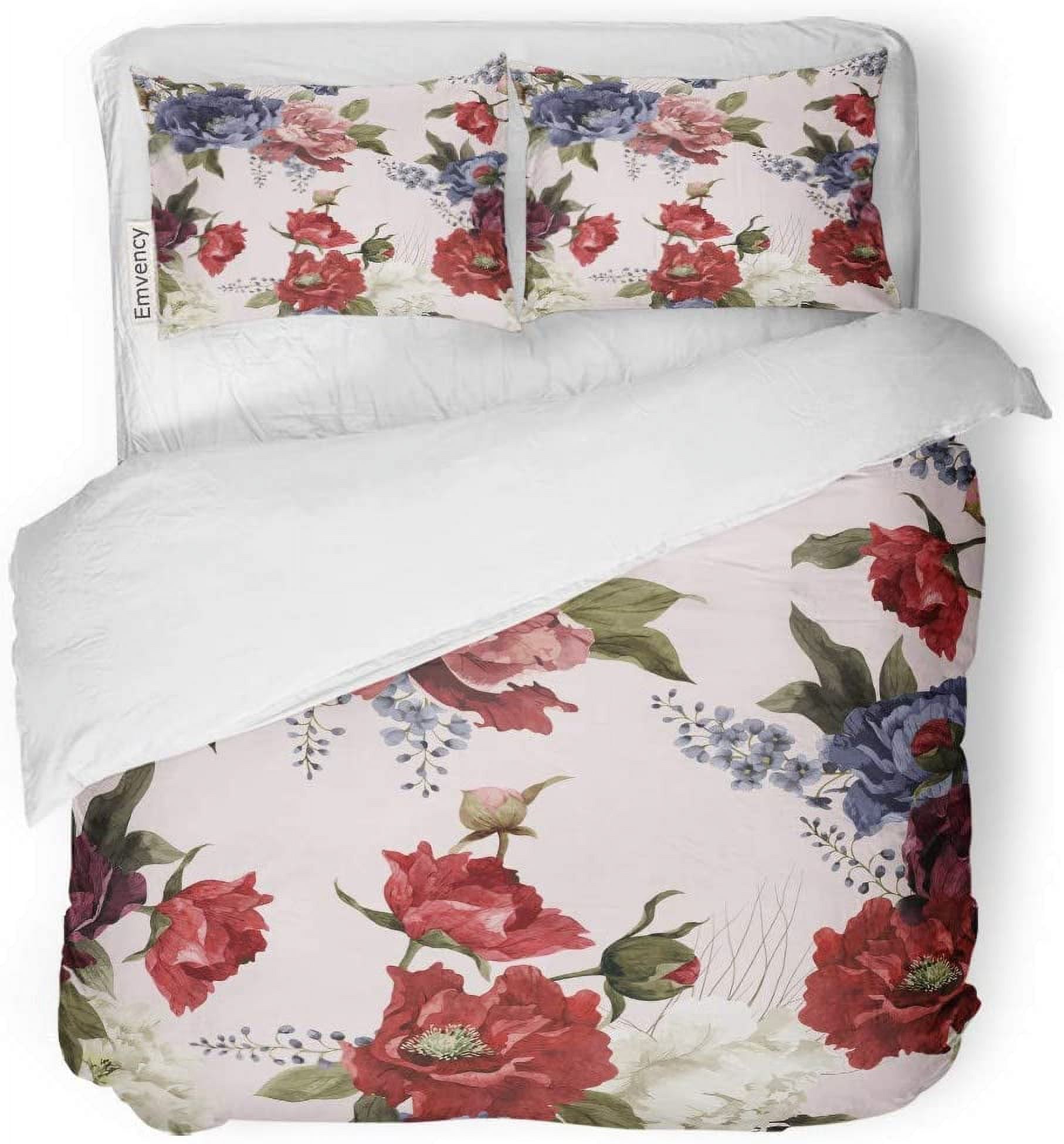 FMSHPON 3 Piece Bedding Set Colorful Flower Floral Pattern Roses ...
