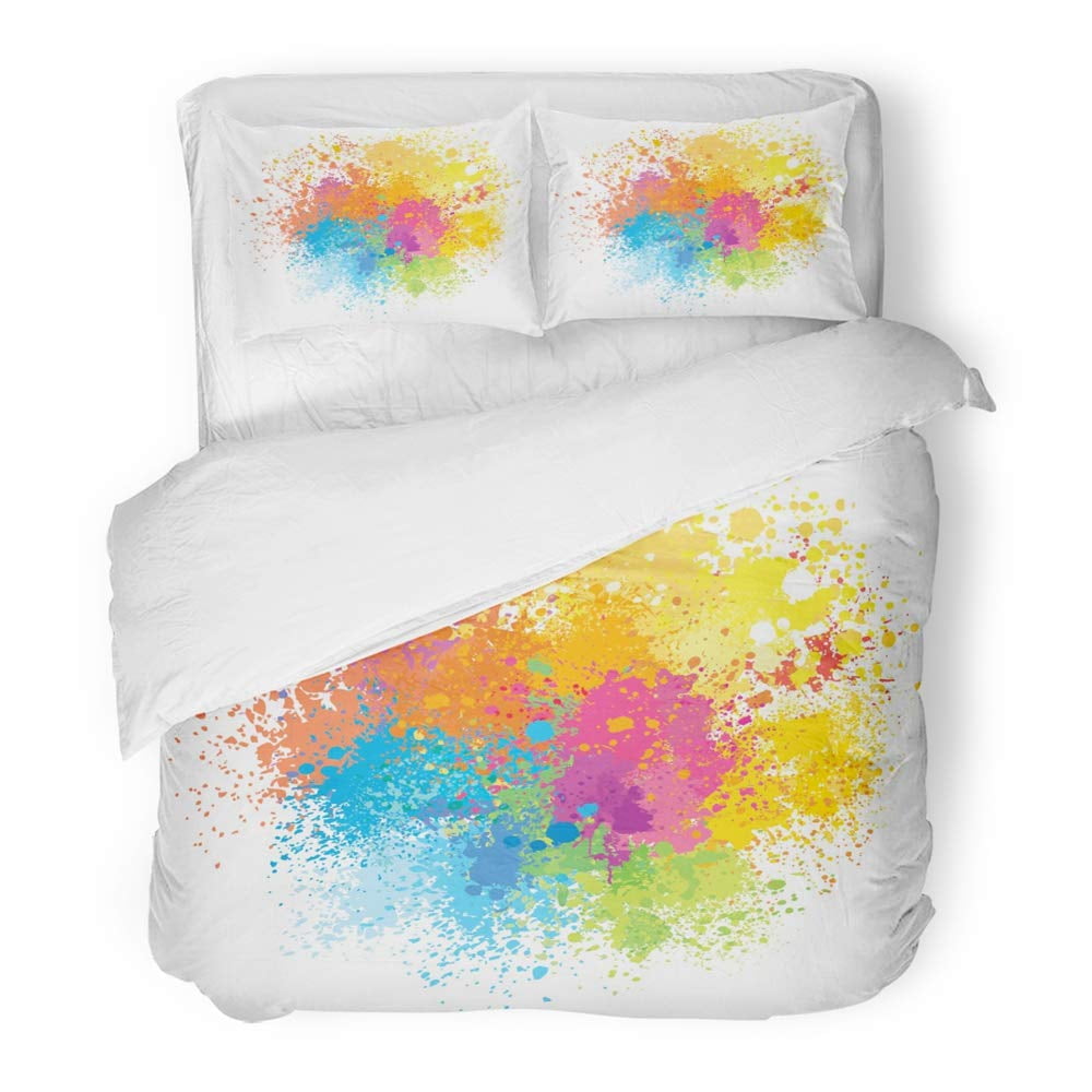 FMSHPON 3 Piece Bedding Set Colorful Splash Color of Paint Splashes ...